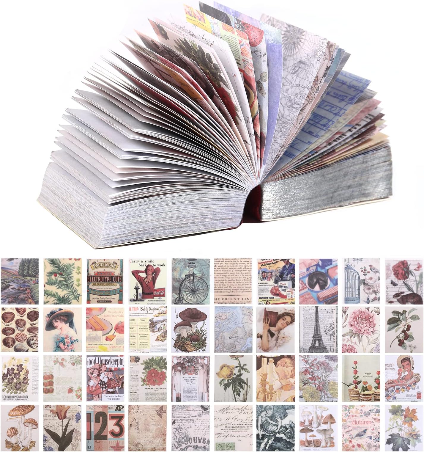 LIHAO 400PCS Vintage Scrapbook Paper 5 x 4.5 cm Scrap Book Sticking ...