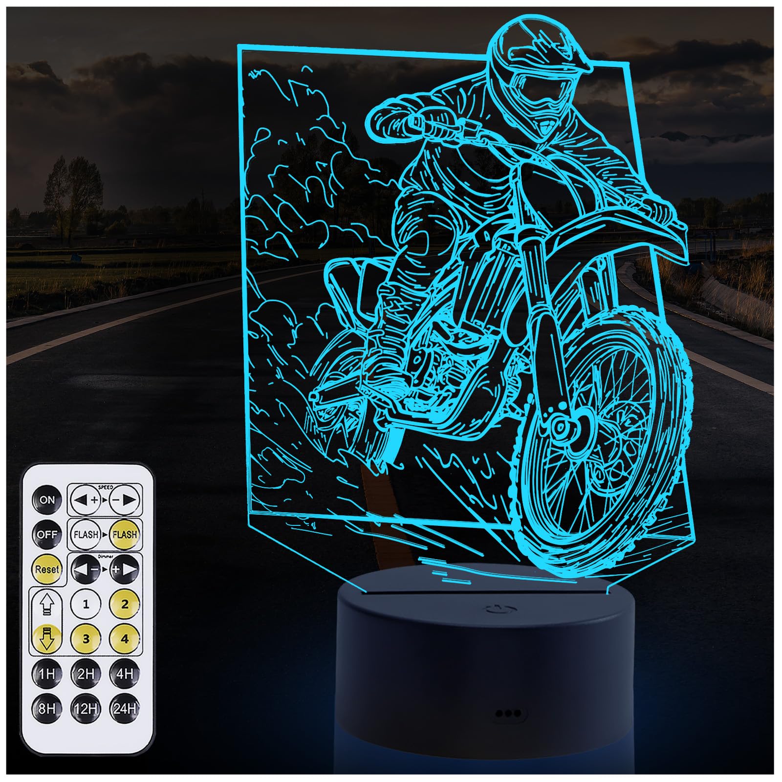 Amazon.com: Dirt Bike Gift 3D Night Light, Illusion Night Lamp for Boys ...