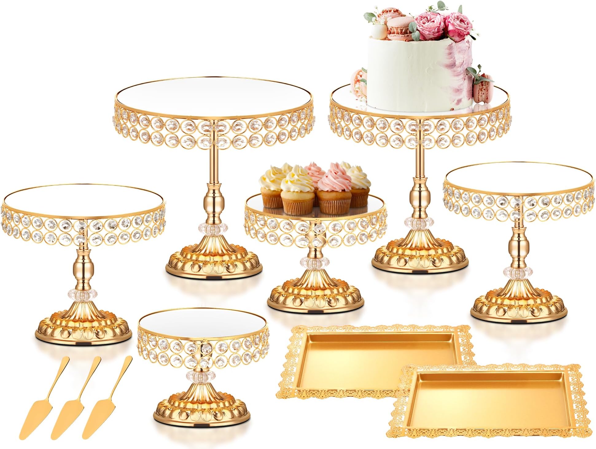 Amazon.com: Kathring 10Pcs Crystal Cake Stands Set, Cupcake Stand Cake ...