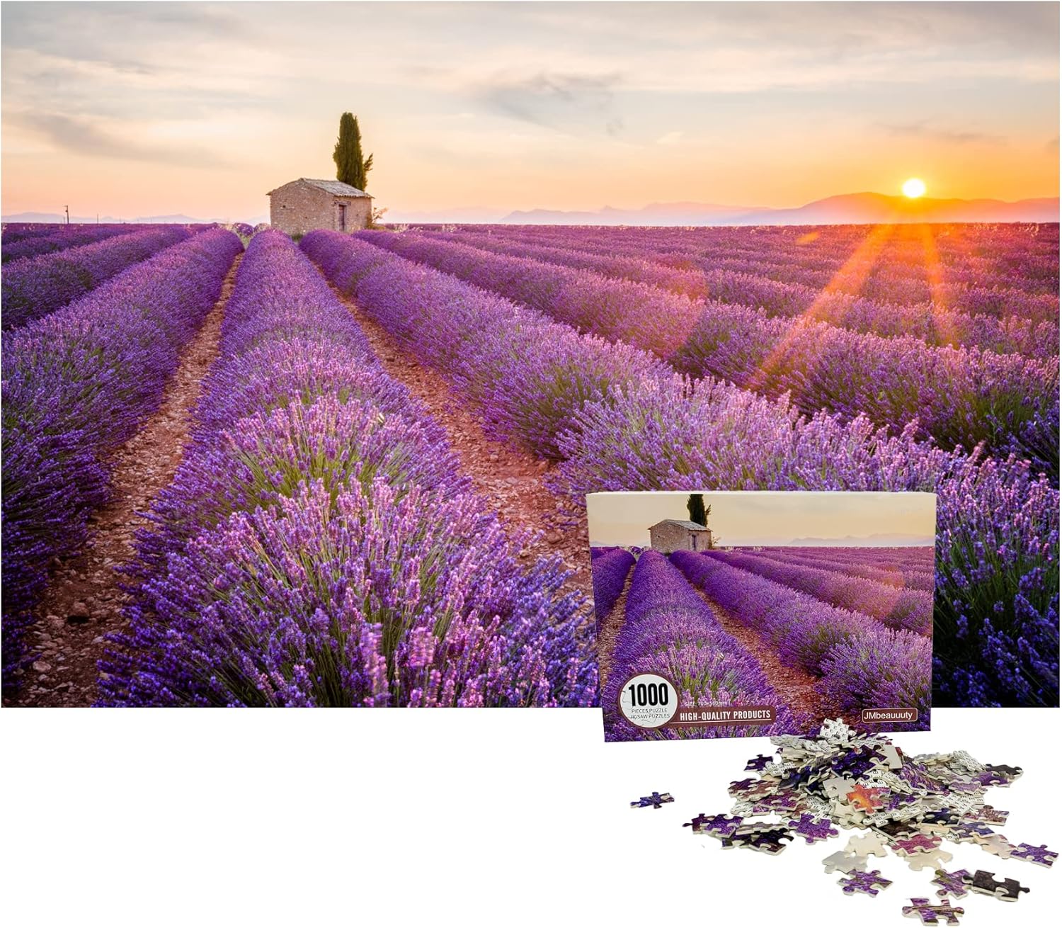 JMbeauuuty 1000 Piece Jigsaw Puzzles - Lavender Fields - Flower Puzzles ...