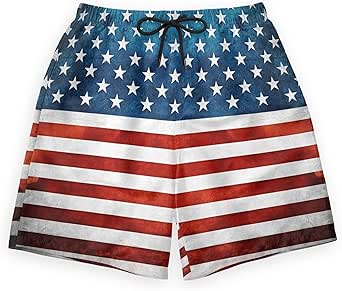 JDyymiys Men's Dissolving Swim Trunks 4th of July Dissolvable Bathing ...