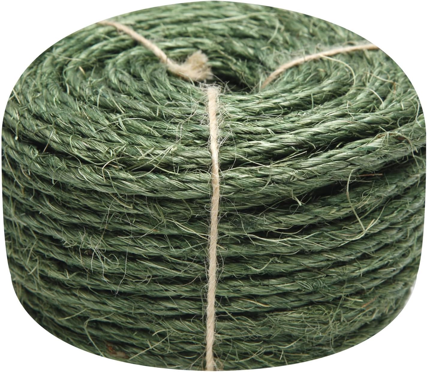Amazon.com : Green Natural Sisal Rope 1/4 Inch 6mm 98-Feet for Cat ...