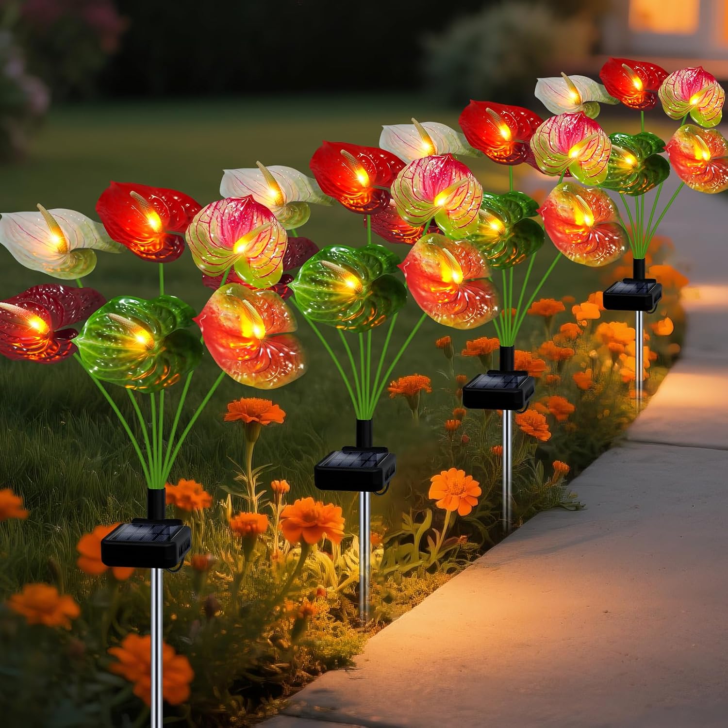 Amazon.com: Solar Lights Outdoor,4 Packs Solar Garden Flower Lights ...