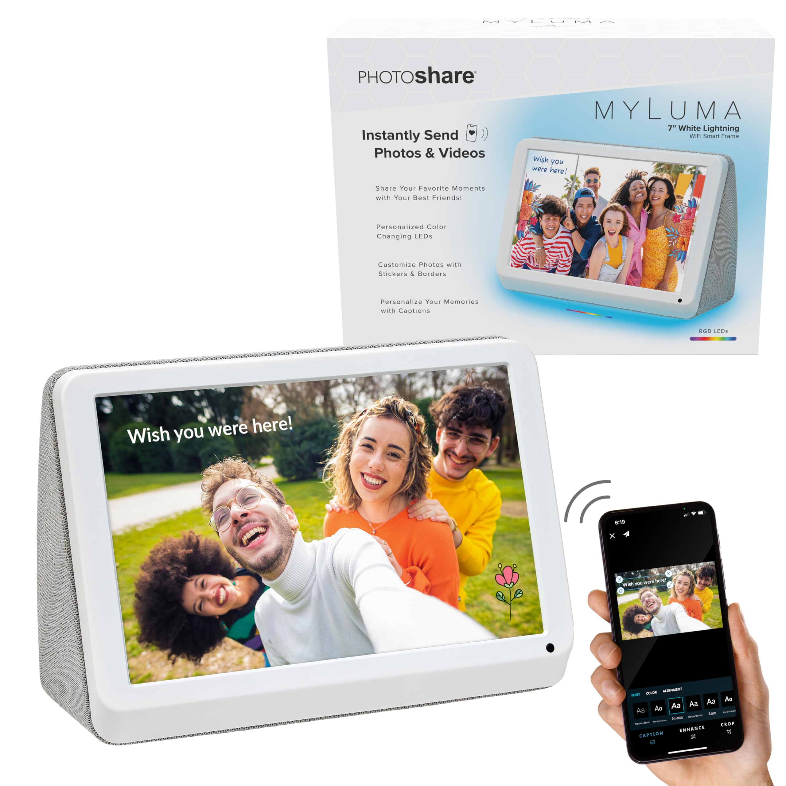 Amazon.com : PhotoShare MyLuma LED 7” WiFi Digital Photo Frame with ...