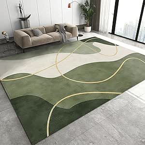 Amazon.com: QUORIT Gradient Emerald Green Area Rug, European Gold Wire ...