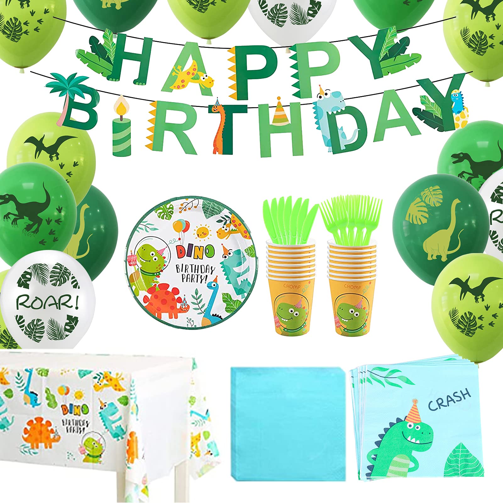 Snapklik.com : Dinosaur Birthday Party Supplies Serves 16 People, All ...