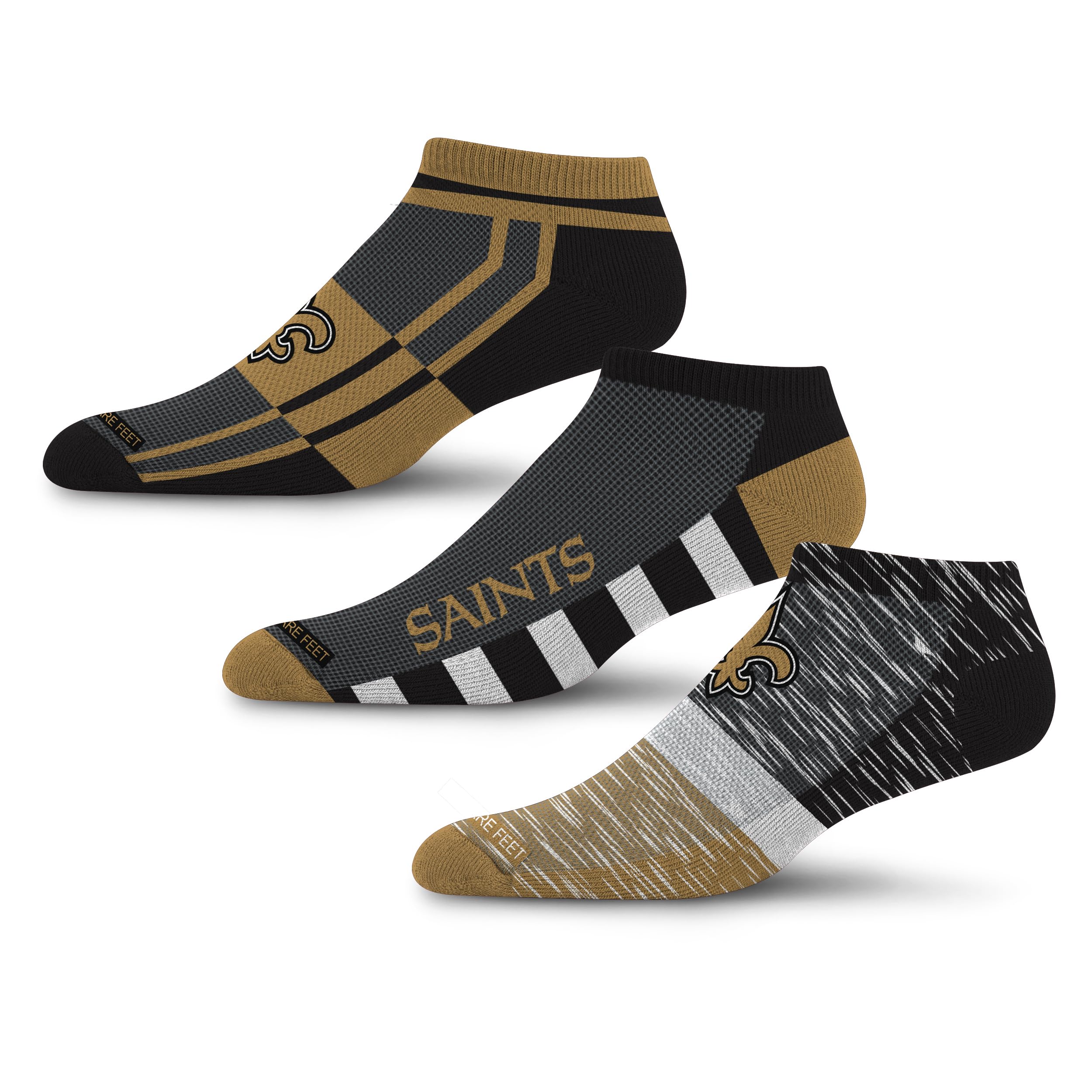 Snapklik.com : NFL NEW ORLEANS SAINTS Stripe Stack 3 Pack Ankle Sock ...