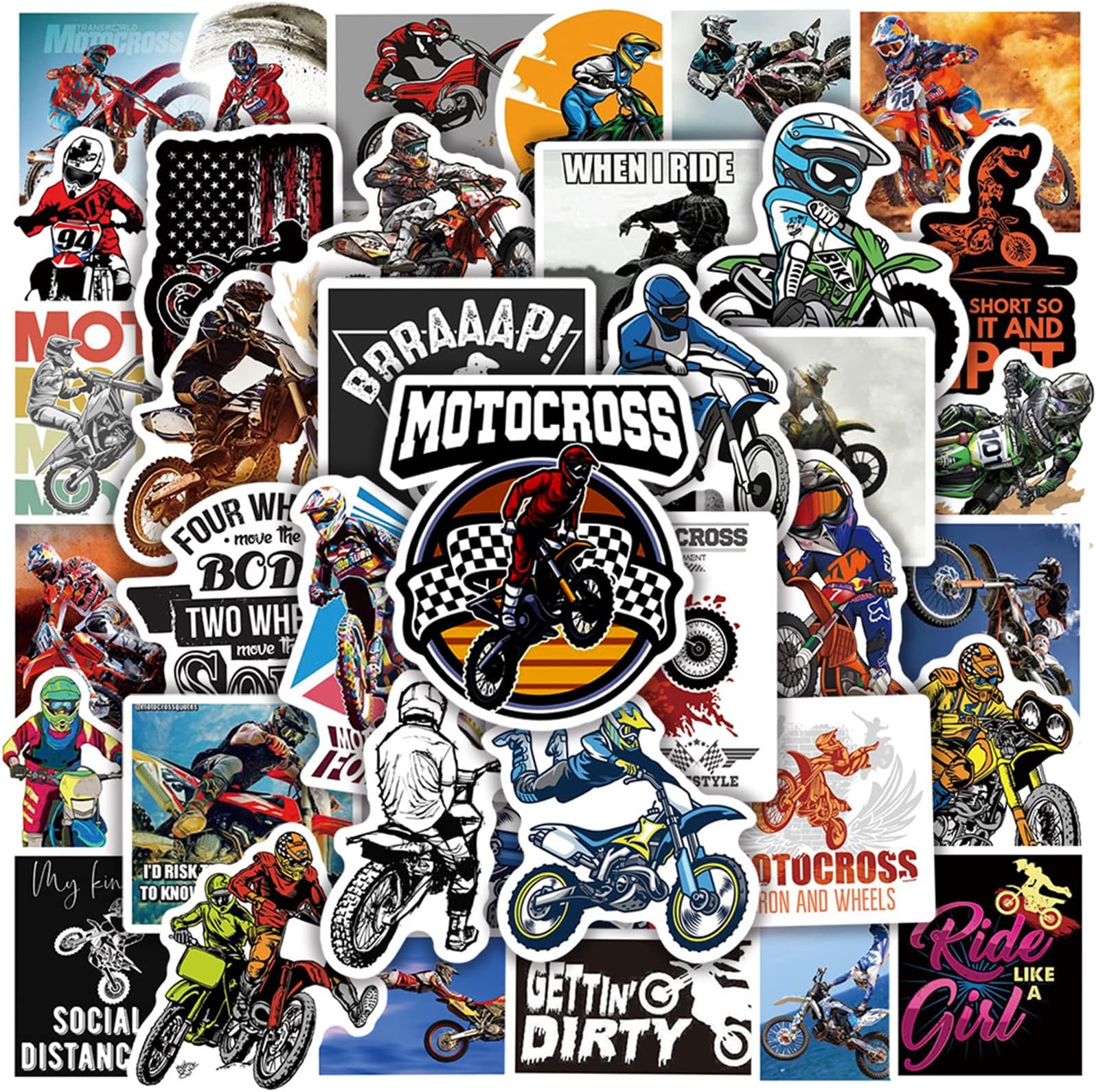 Amazon.com: Set of 5 Motocross Dirt Bike Helmet Decal Kit Sticker ...