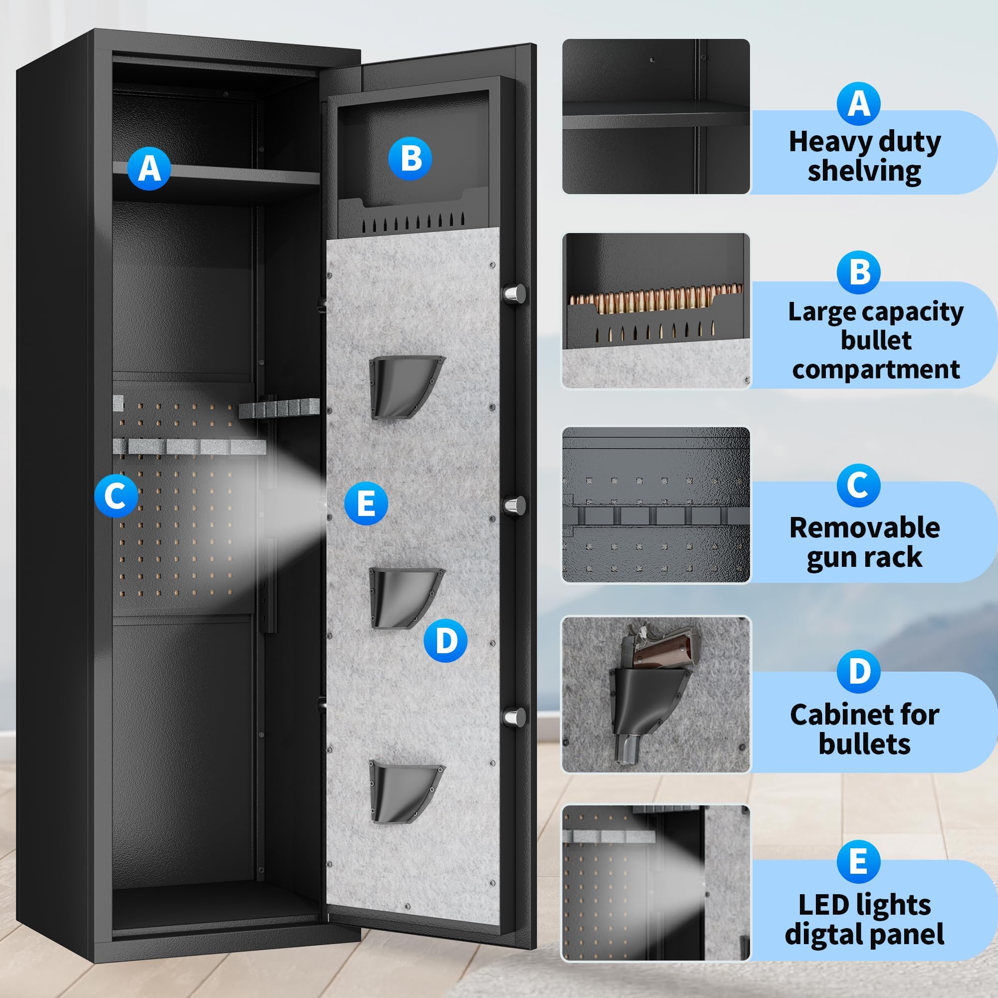 Snapklik.com : Gun Safe, Biometric Quick Access Home Firearm Locker, 10 ...