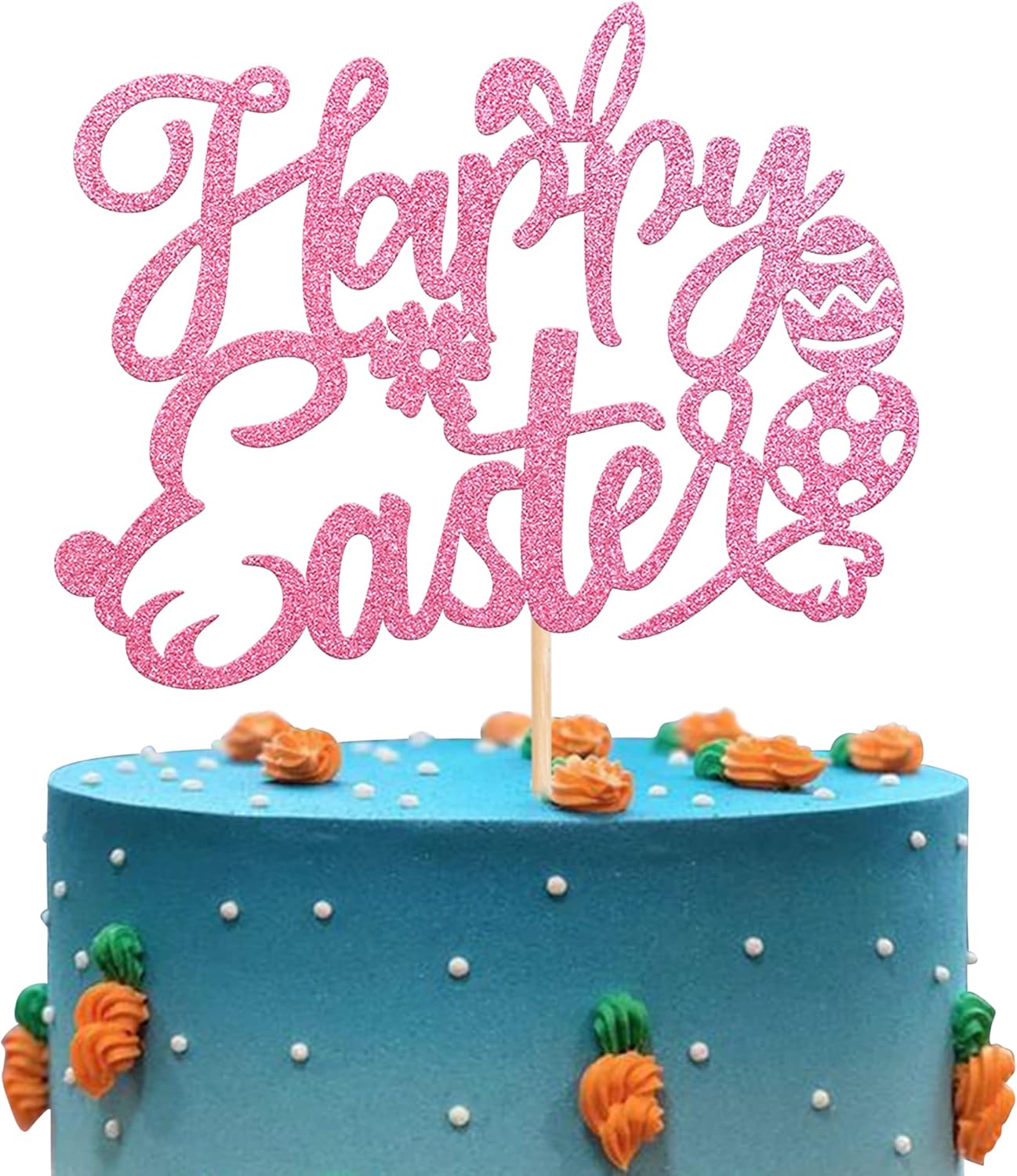 Amazon.com: Rsstarxi 1 Pack Glitter Happy Easte Cake Topper Bunny ...