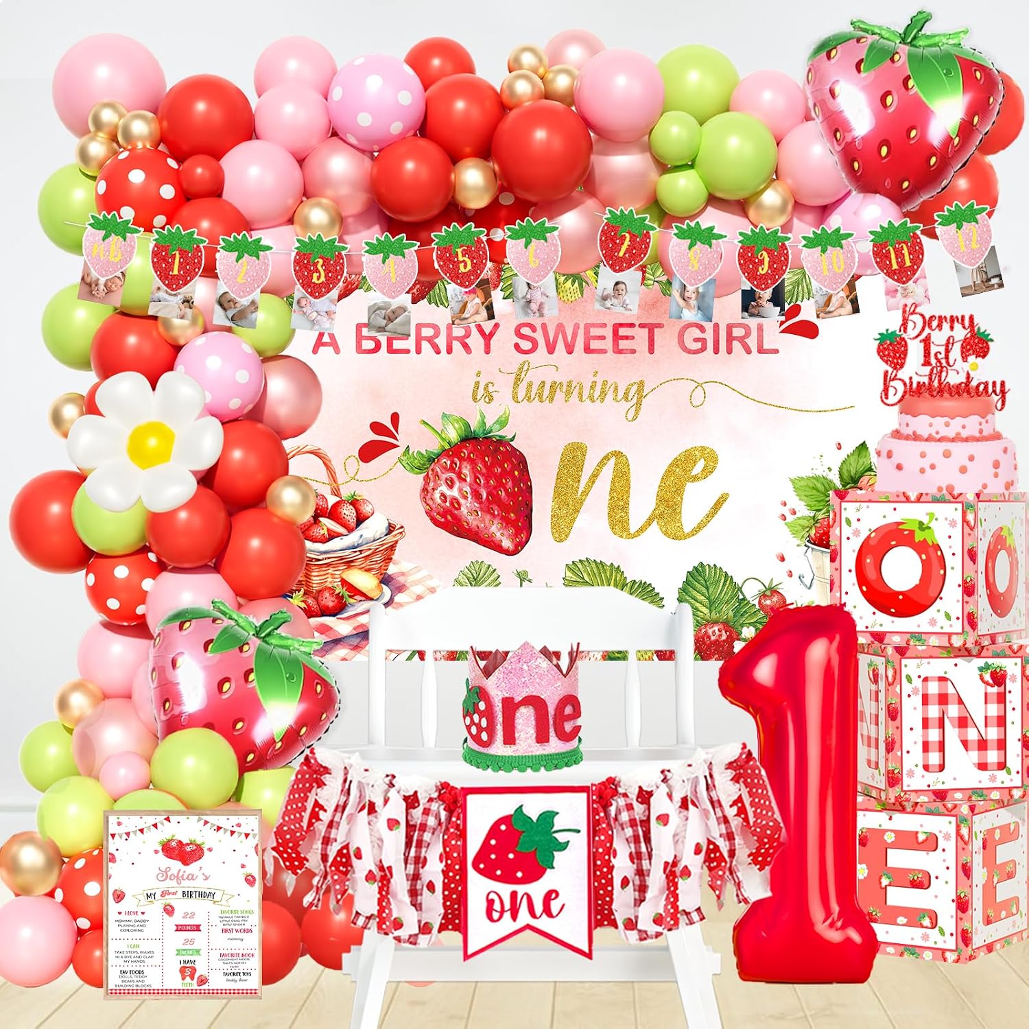 Amazon.com: Party Inspo Strawberry 1st Birthday Decorations, Berry ...