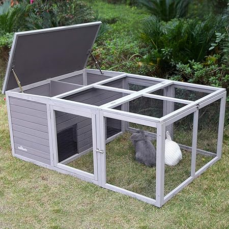 Amazon.com: Aivituvin Rabbit Hutch Outdoor Large, Bunny Cage Indoor for ...