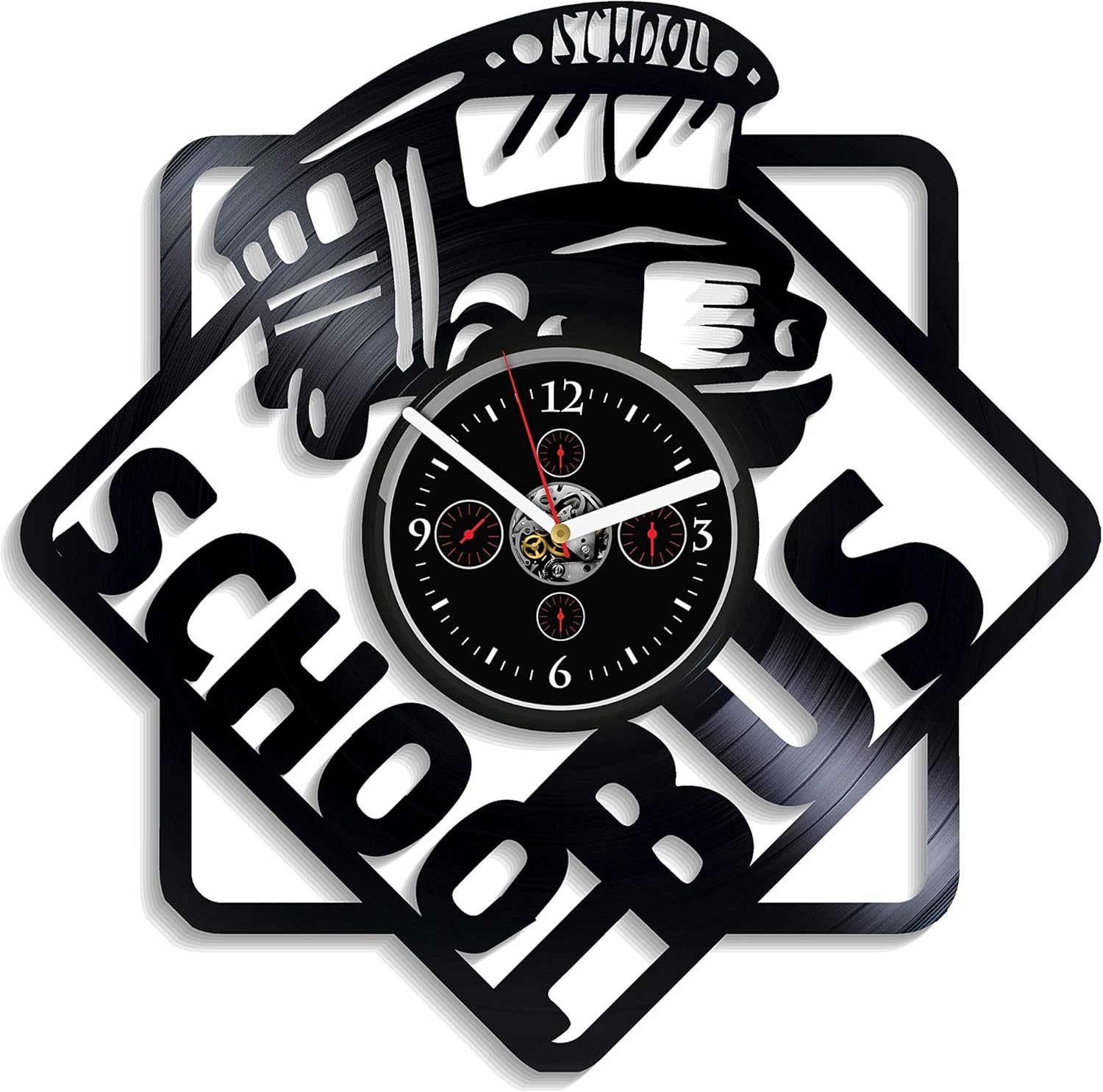 Amazon.com: School Bus Wall Clock Vintage Vinyl Record Retro Wall Clock ...