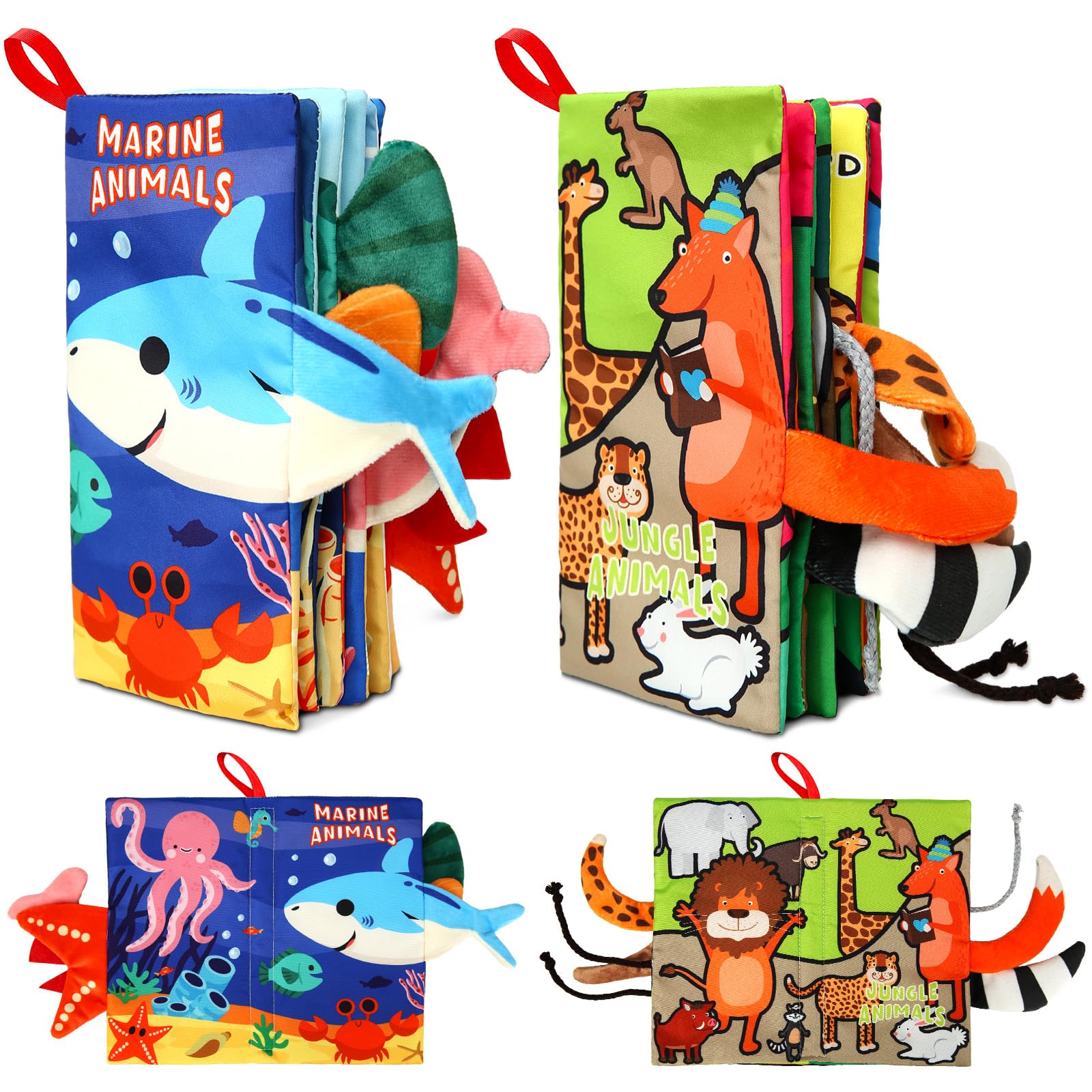 Amazon.com: YOGINGO 2PCS Baby Books - Montessori Toys Cute Animal Theme ...