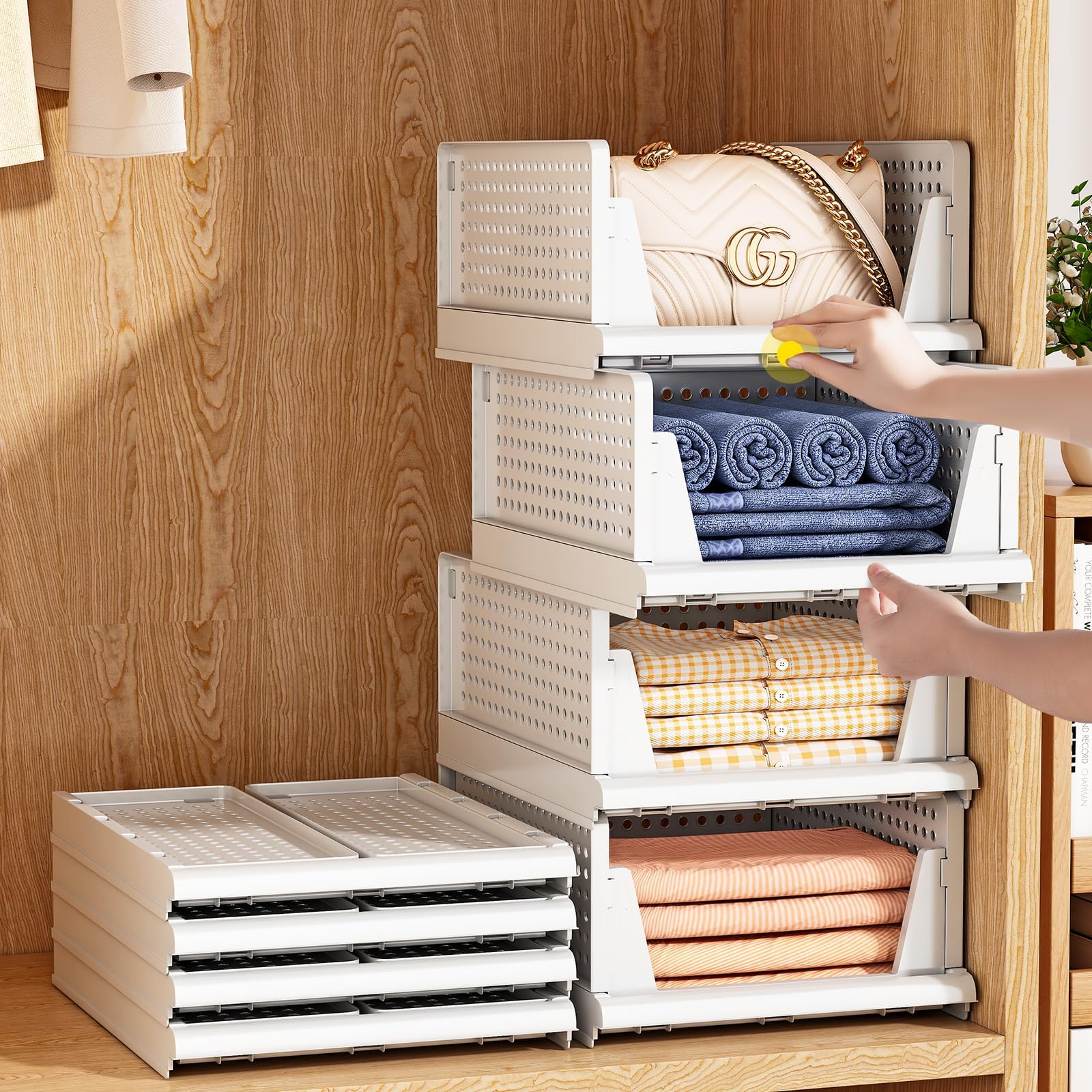 Amazon.com: Neprock Stackable Plastic Storage Drawers for Closet ...