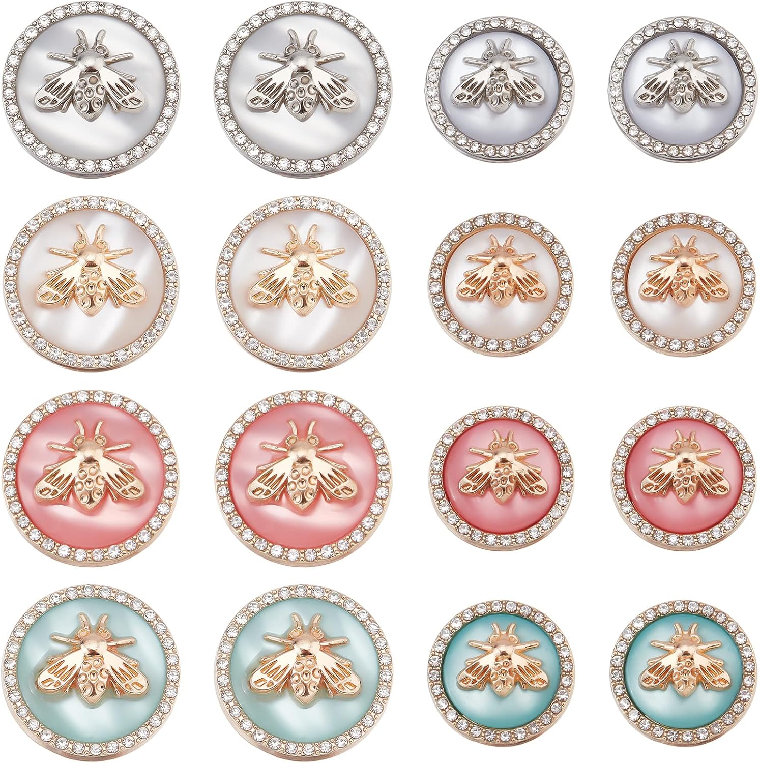 Amazon.com: FINGERINSPIRE 16 Pcs 3D Bee Round Metal Button 18mm 25mm (4 ...