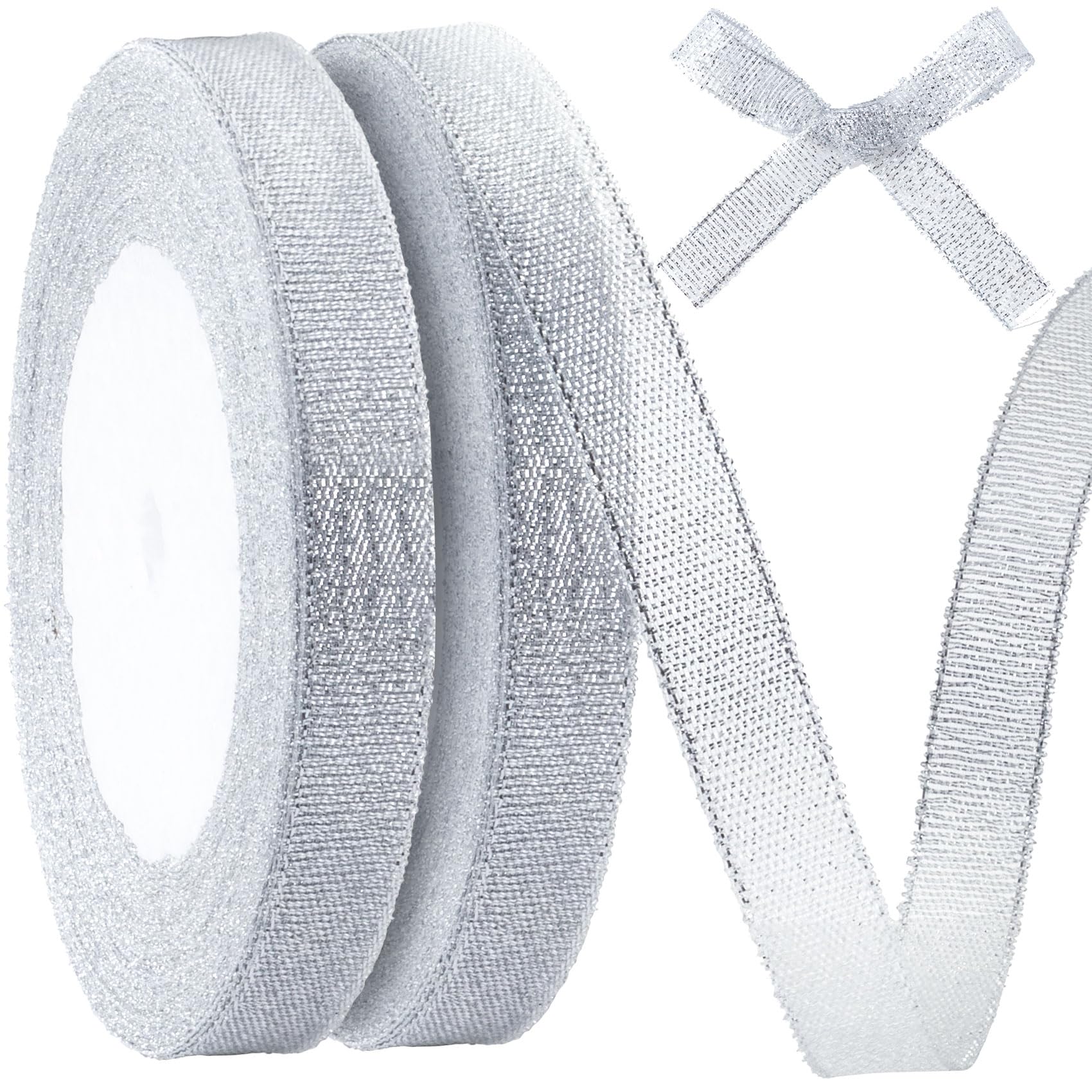 Amazon.com: Pndeyo 1/2in 50 Yard Silver Ribbon for Gift Wrapping ...