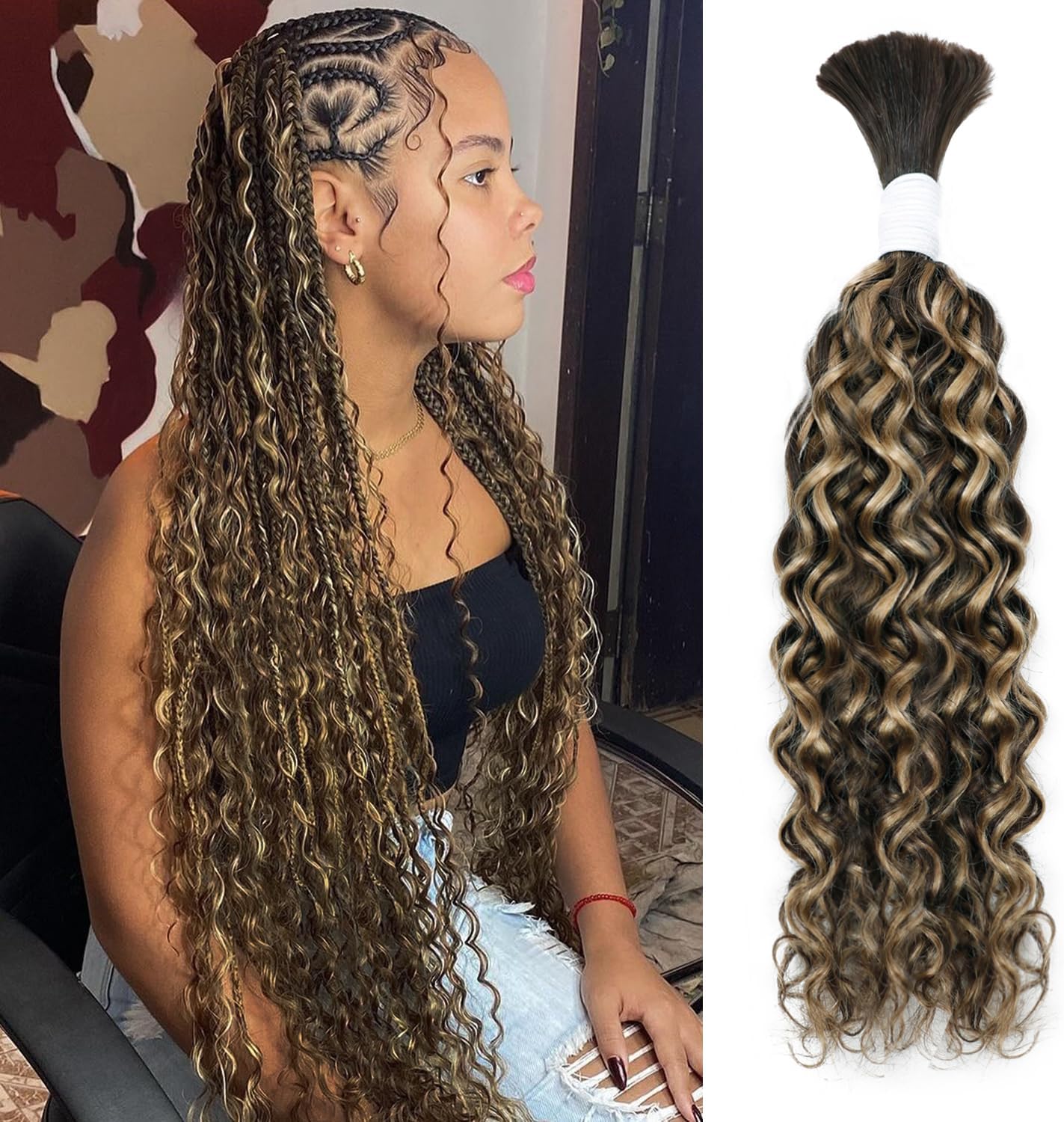 Amazon.com : Liqusee Water Wave Curly 4/27 Human Hair 100g One Bundle ...