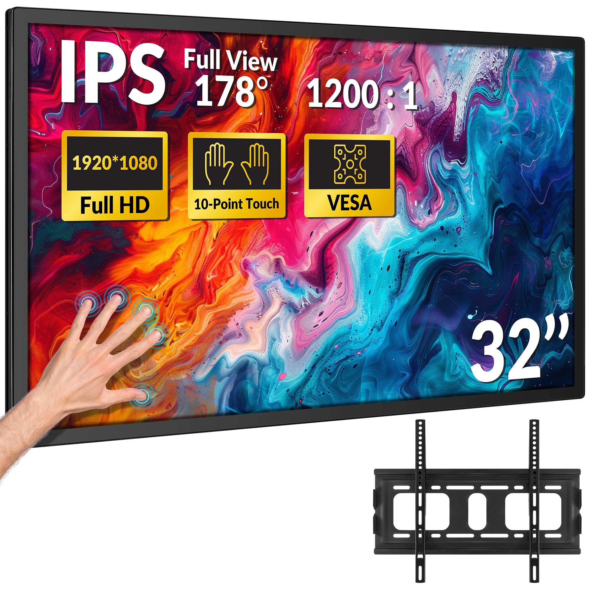 Amazon.com: 32 Inch Touch Screen Monitor, 1920 x 1080P 10-Point Monitor ...