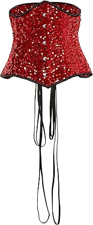 Daisy corsets Womens Red Sequin Curvy Cut Waist Cincher Corset, Red, X ...