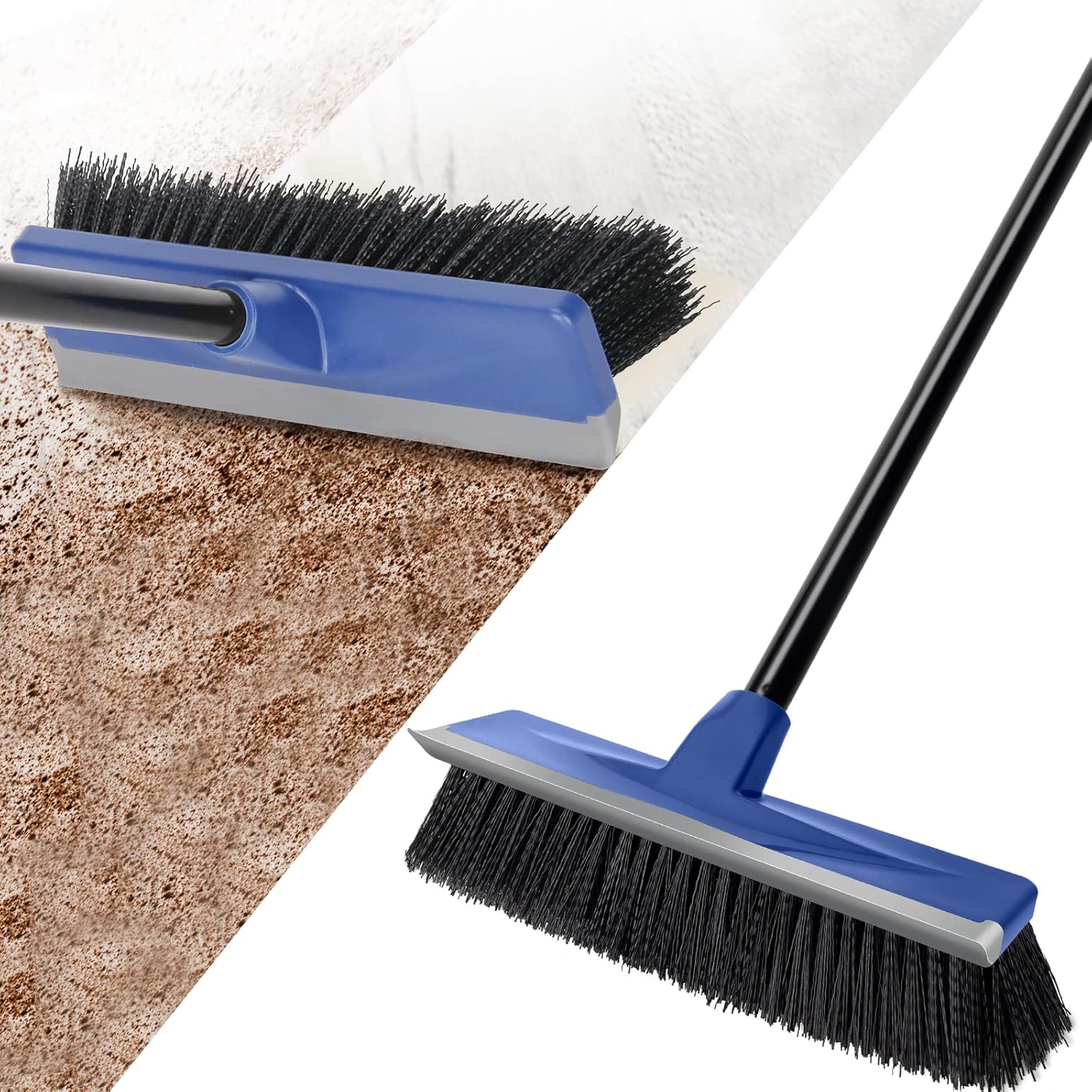 Floor Scrub Brush with 150cm Telescopic Long Handle,2 in 1 Scrape Brush ...