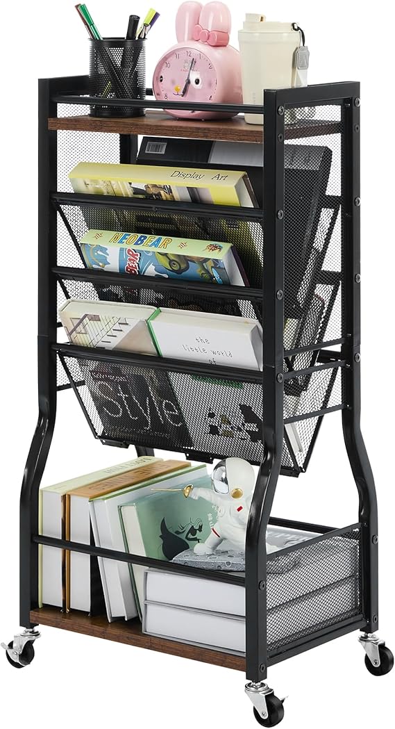 Amazon.com: Icyhit 8 Tier Rolling File Cart, Desk Organizer Mesh ...