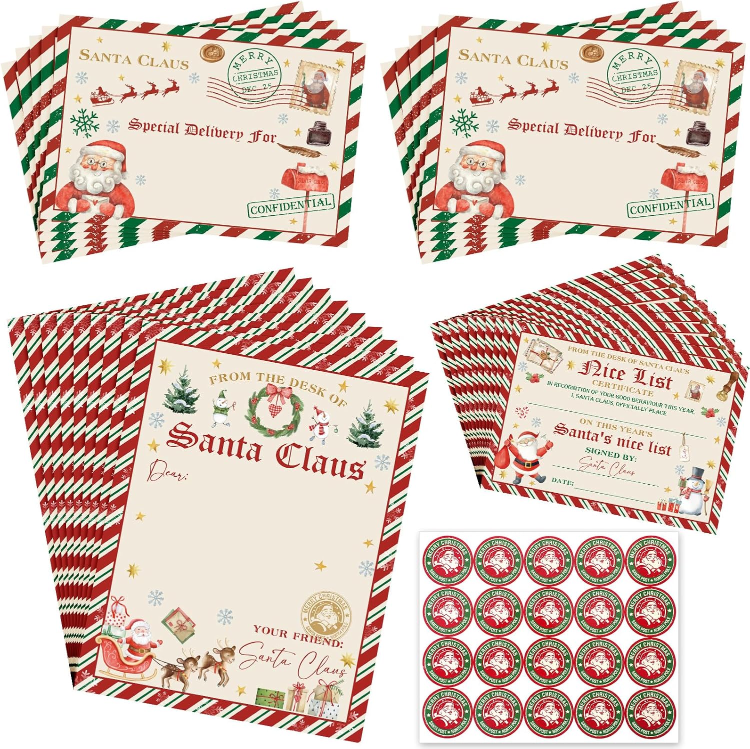 Amazon.com: 10 Sets Christmas Official Letter from Santa Nice List ...