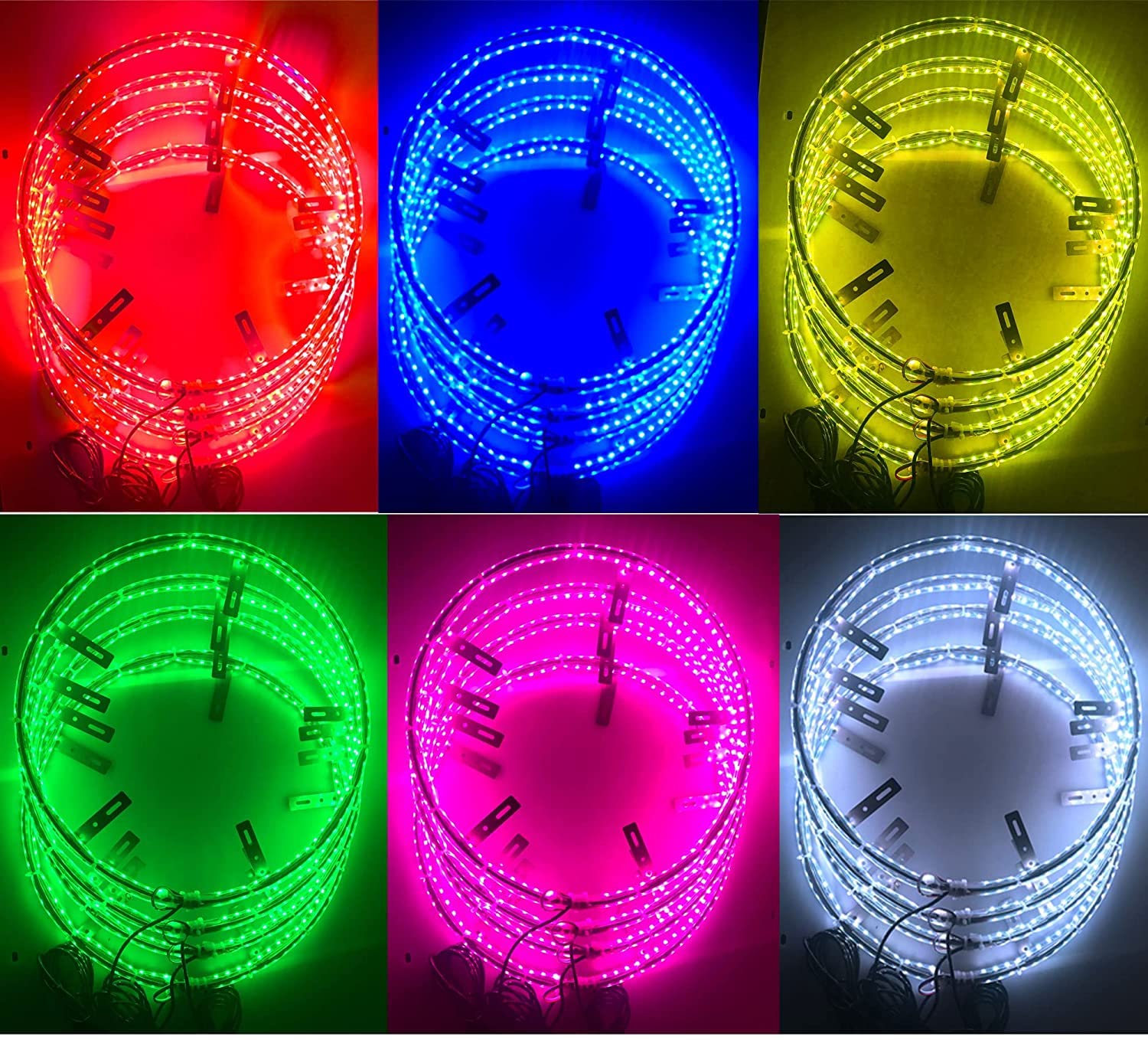 4Pcs 15.5in Double Row RGB Rim Lights,576 LEDs Dream Chasing Colors ...