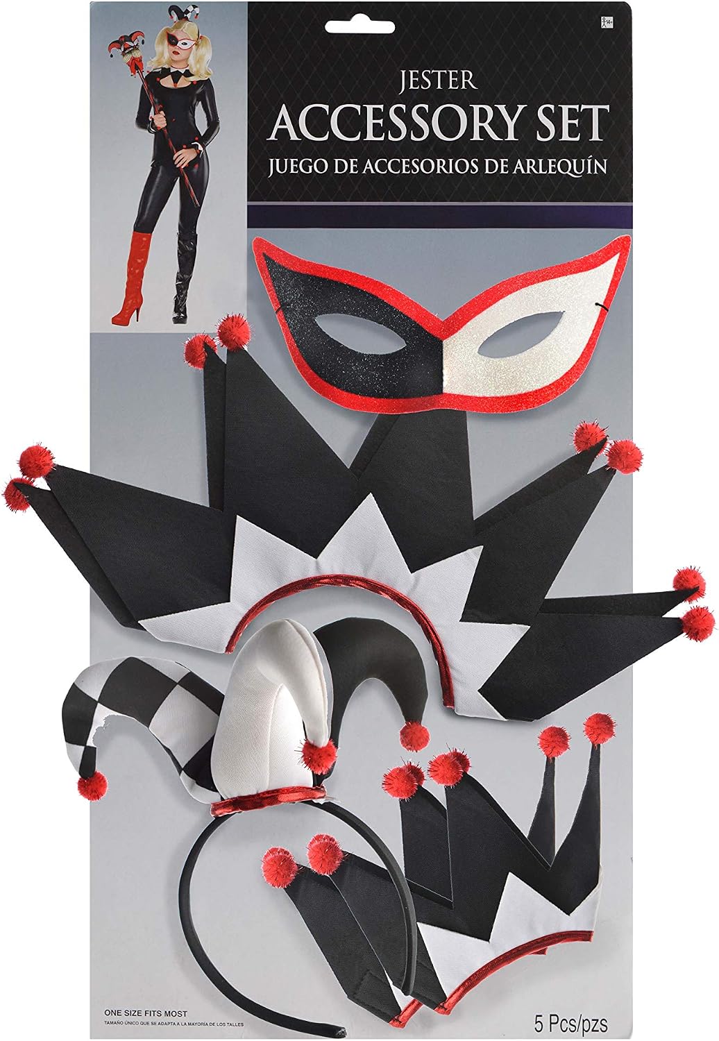 Amazon.com: Black & Red Jester Accessory Kit - Adult Size, 4 Pcs ...