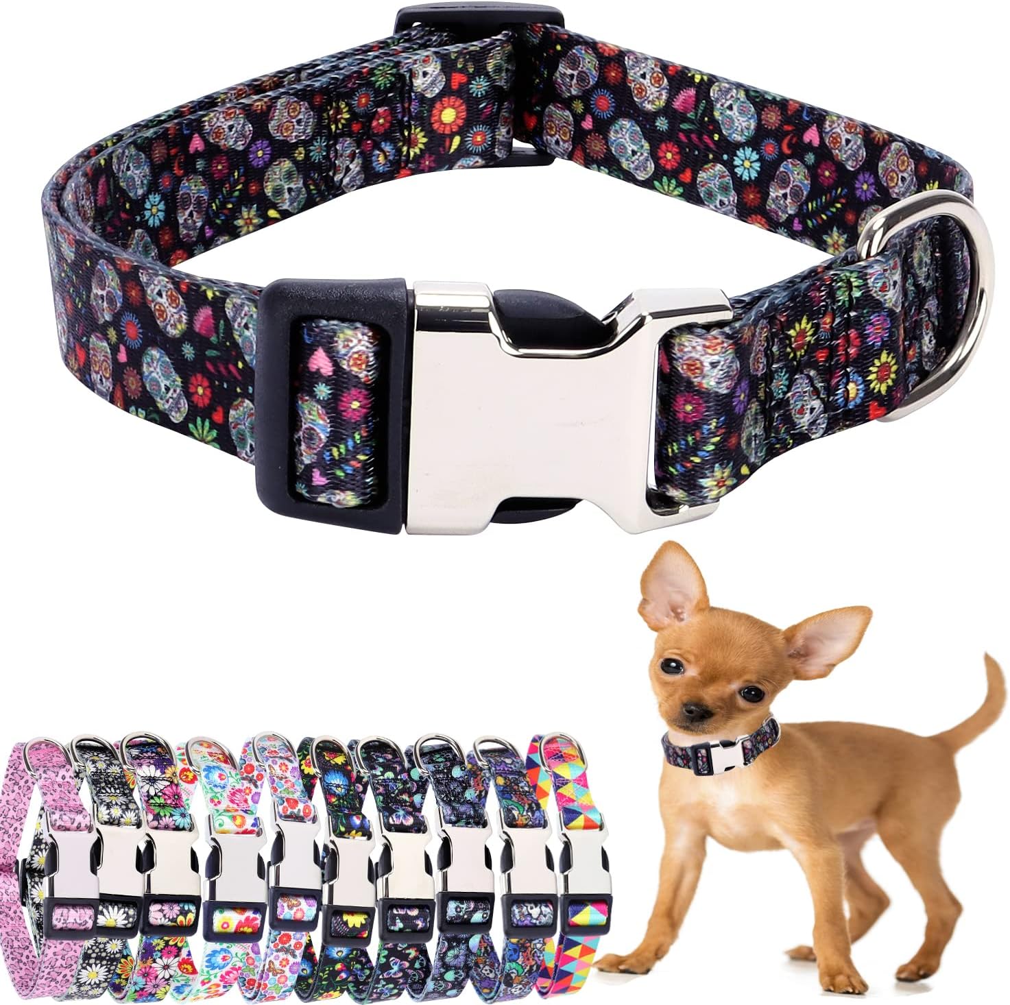 Amazon.com : Cute Dog Collar for XS Small Medium Large Dogs, Soft Nylon ...