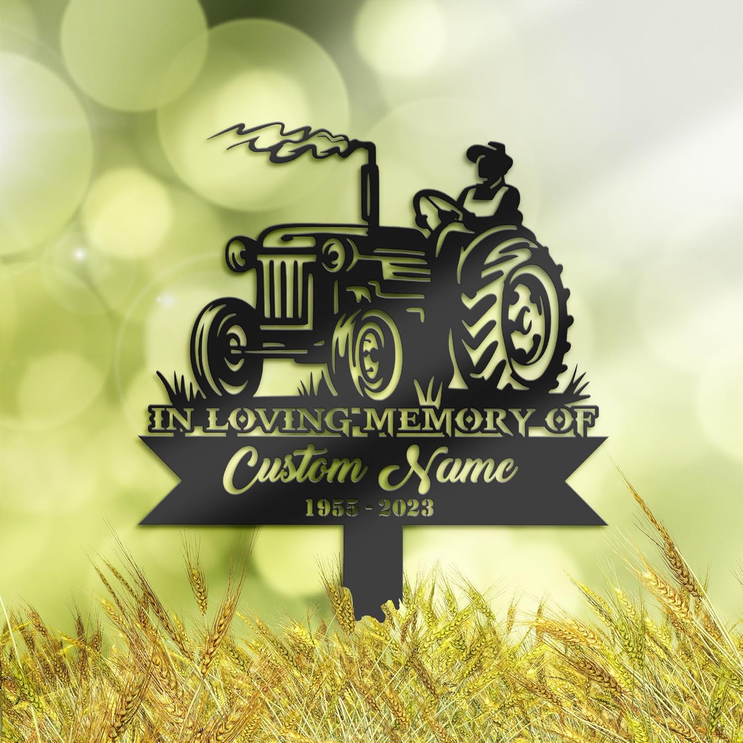 Amazon.com : Personalized Farmer on Tractor Memorial Stake, Metal Stake ...