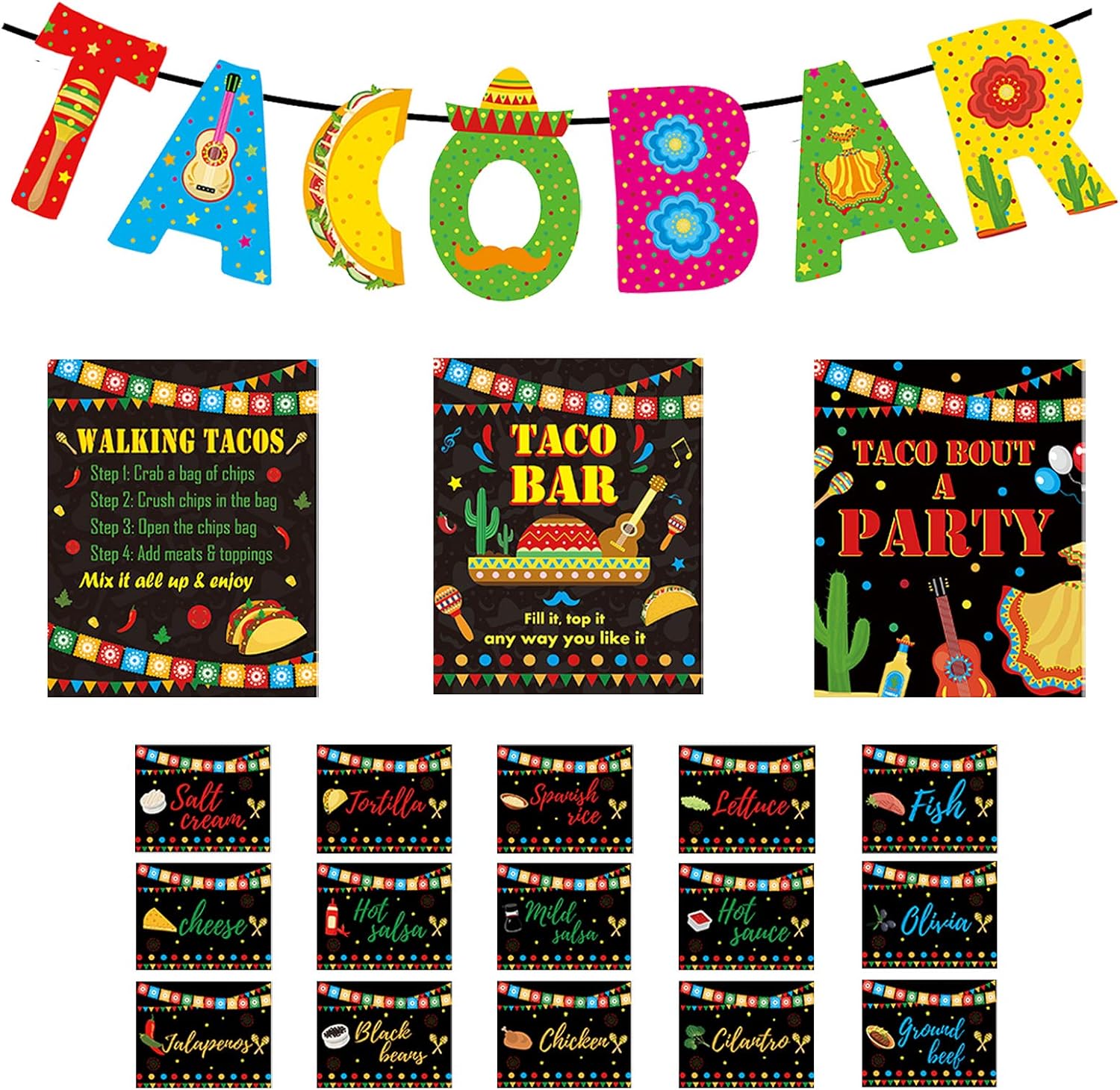 Amazon.com: Taco Bar Decoration Kit Mexican Fiesta Party Decorations ...