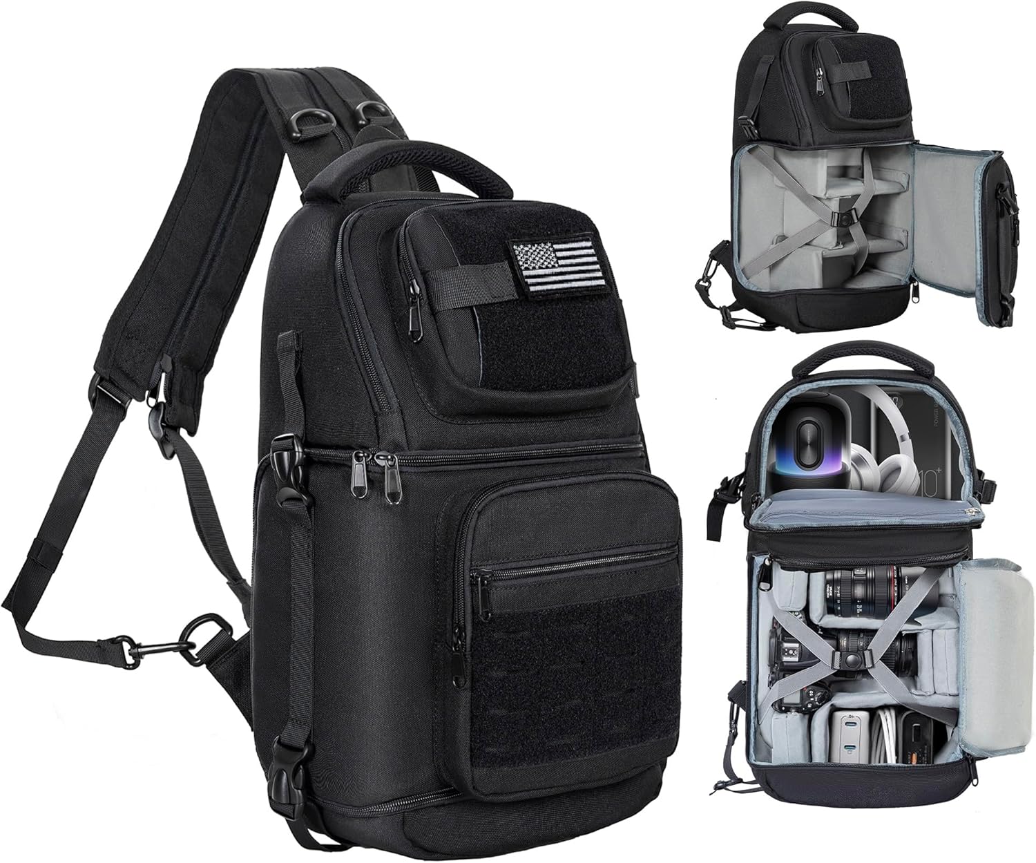 Amazon.com: TORIBIO Camera Sling Bag, DSLR/SLR/Mirrorless Tactical ...