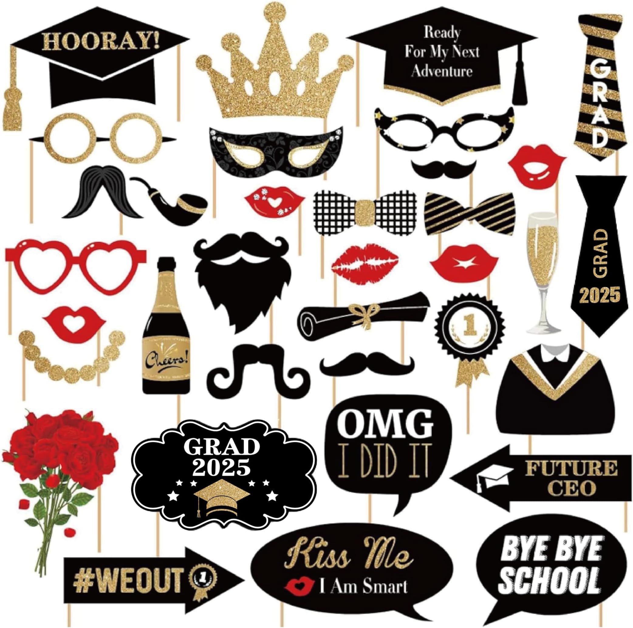 Amazon.com: 2024 Graduation Photo Props Frame Black and Gold Large Size ...