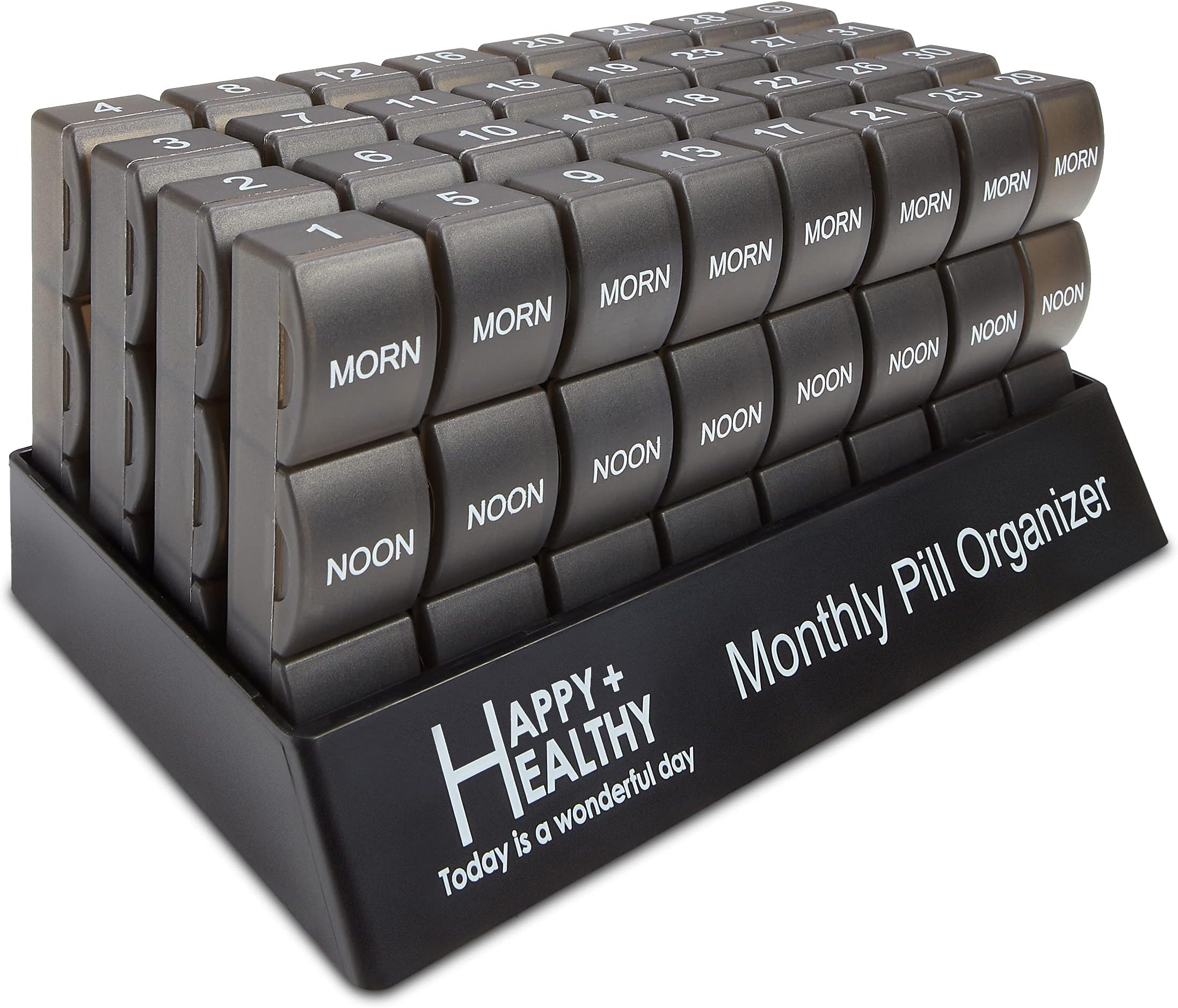 Amazon.com: Month Pill Box Organizer - 32 Compartments | Morning-Noon ...