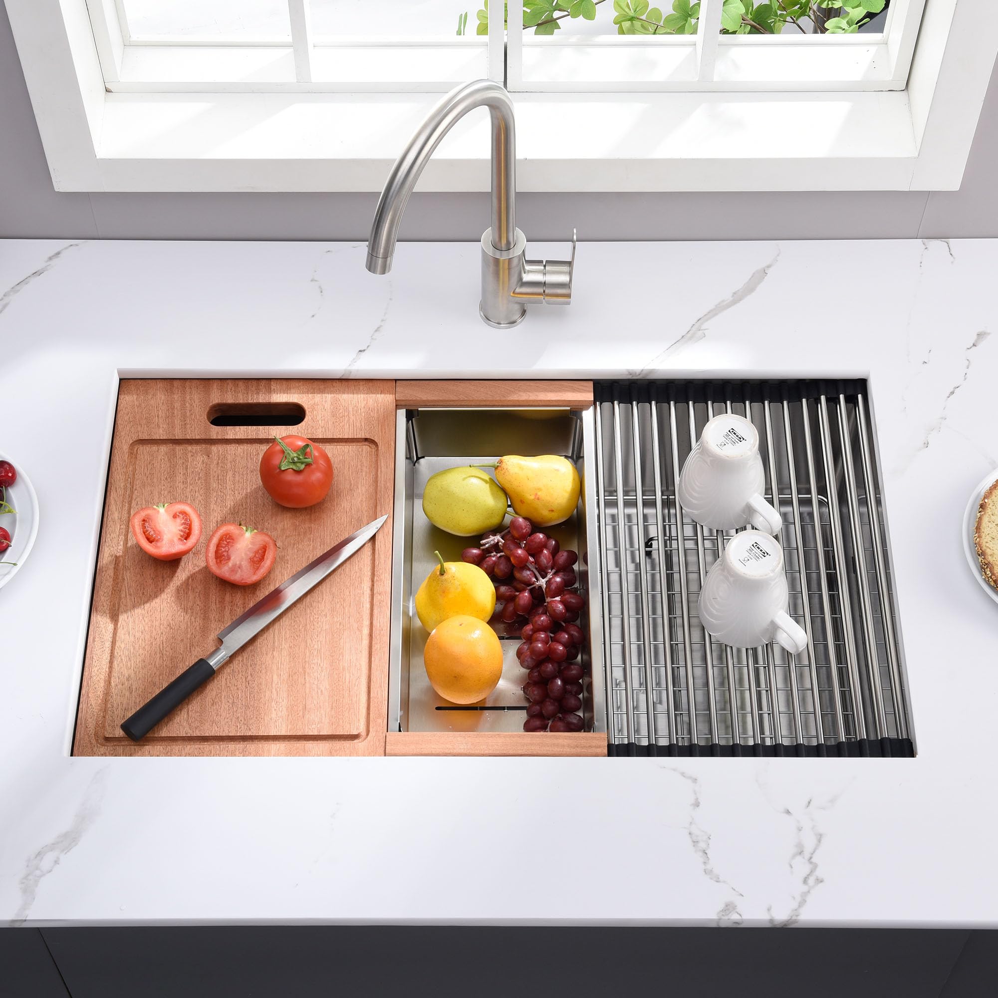 ALWEN 30 inch Undermount Workstation Kitchen Sink, Stainless Steel ...