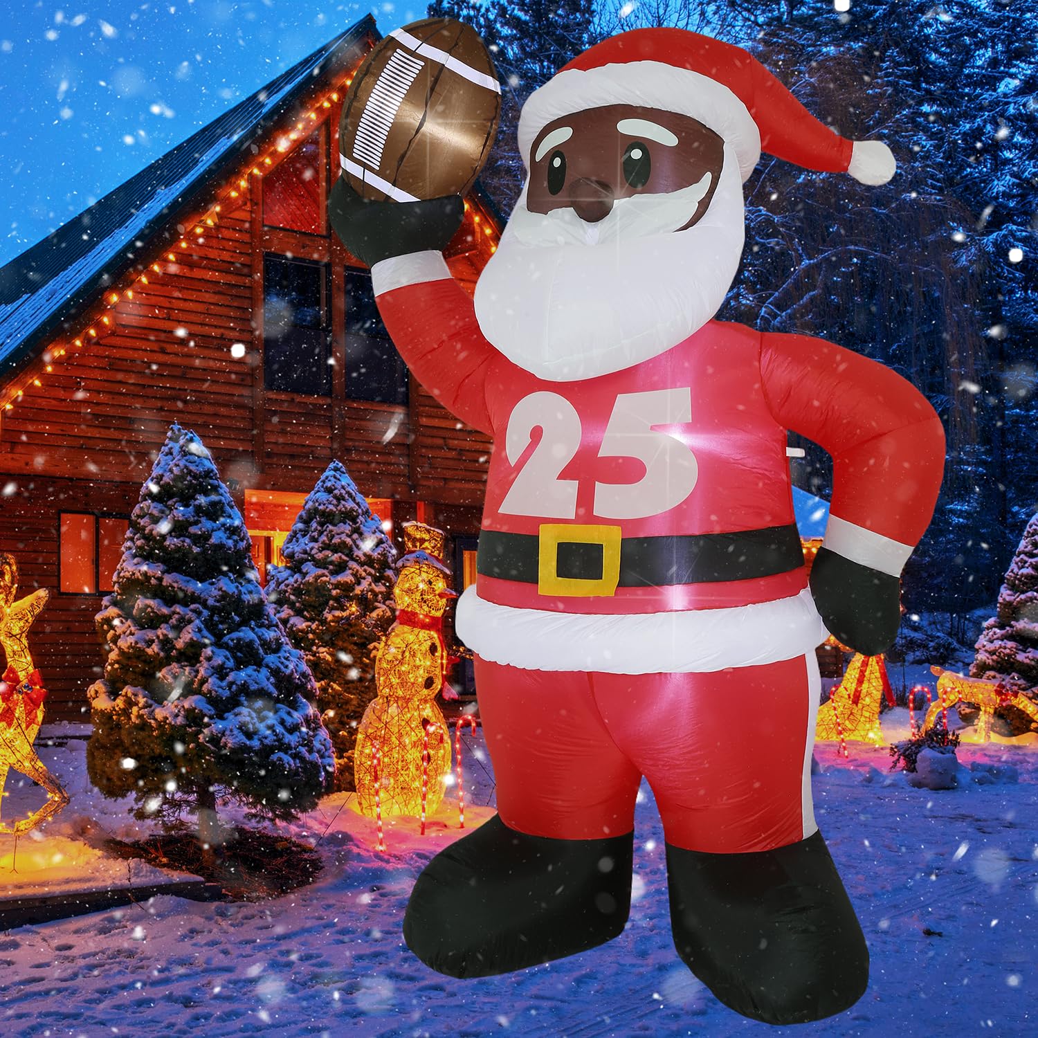 Snapklik.com : American Football 8FT Black Santa Christmas Inflatables