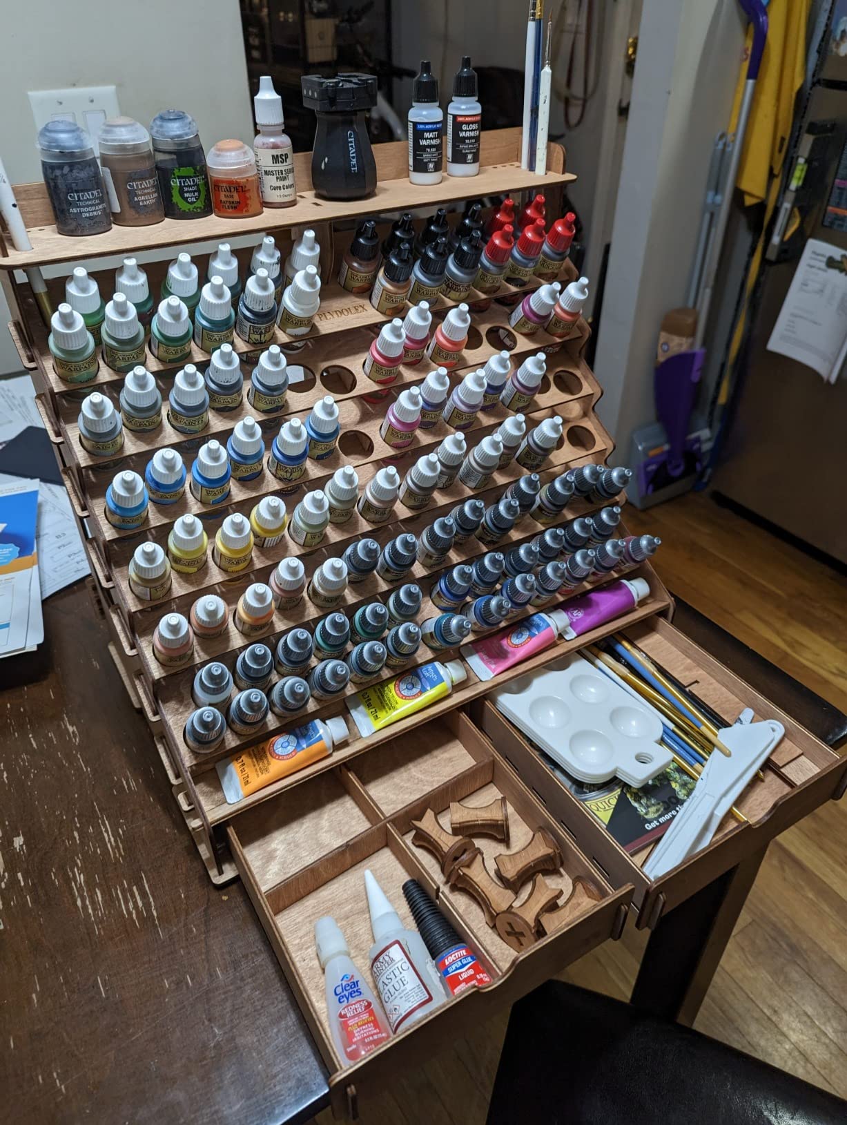 $11/mo - Finance Wooden Craft Paint Storage Rack with 58 Holes for ...