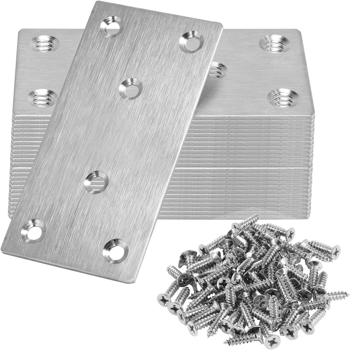 Amazon.com: Masendelk 4 x 2 Inch Flat Straight Brace Bracket, Silver ...