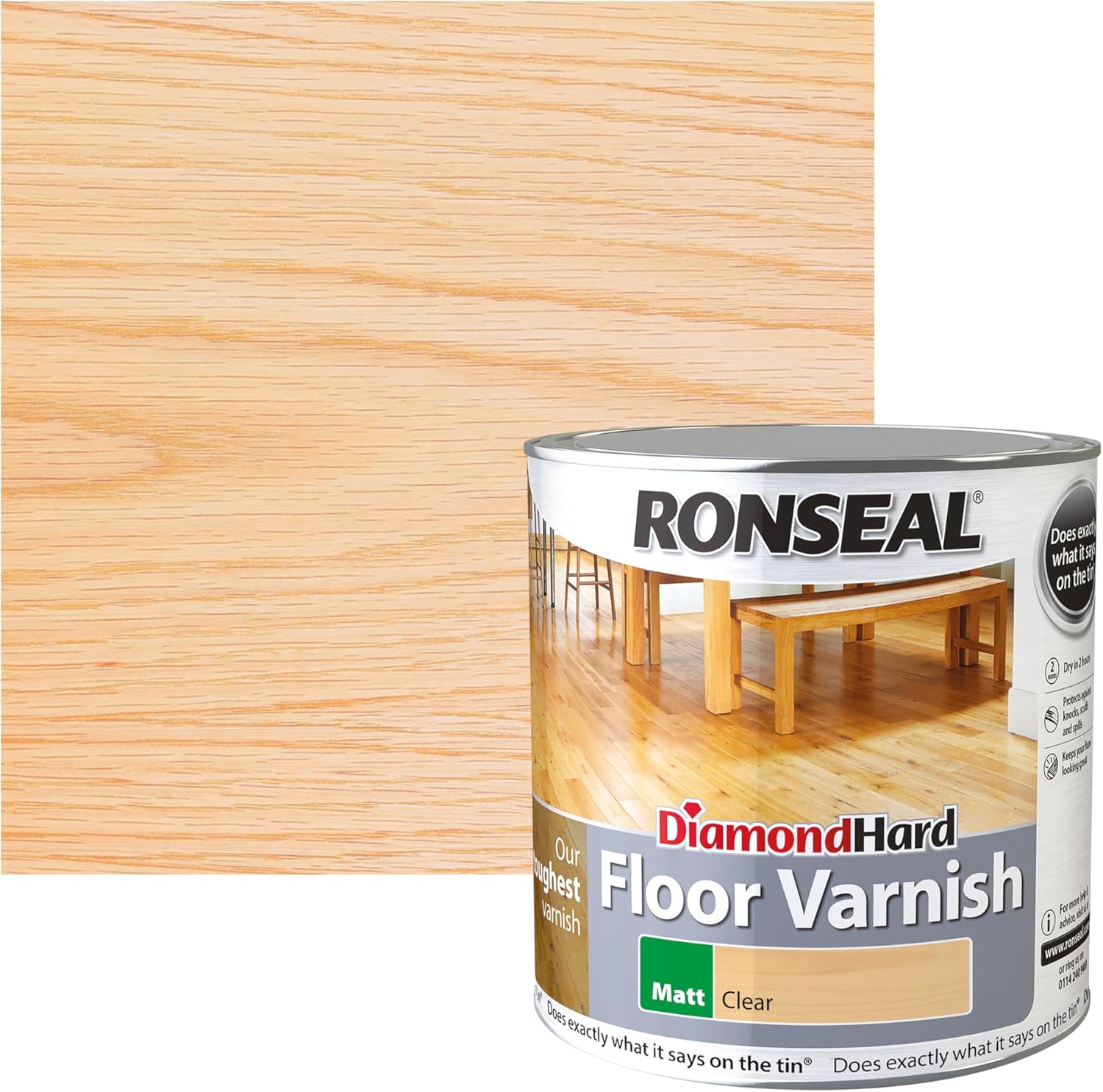 Ronseal Diamond Hard Floor Varnish Clear Matt 2.5L : Amazon.co.uk: DIY ...