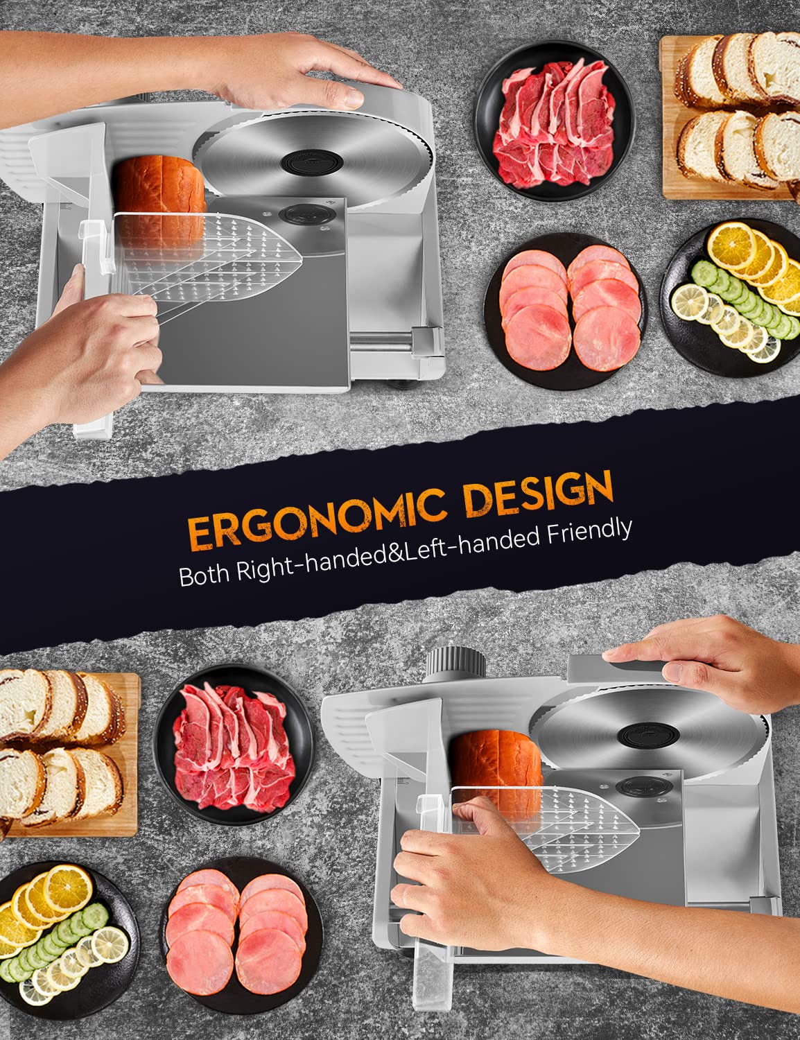 Meat Slicer Electric Deli Food Slicer with Removable 7.5’’ Stainless ...