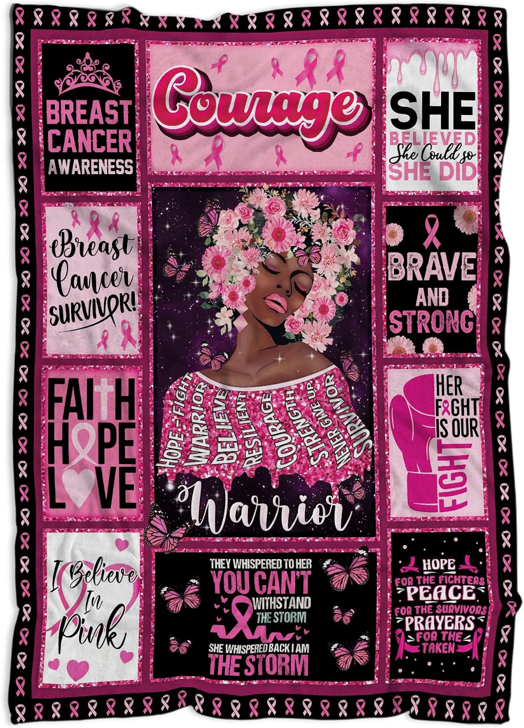 Amazon.com: MUCHNEE Breast Cancer Awareness Blanket, Breast Cancer ...