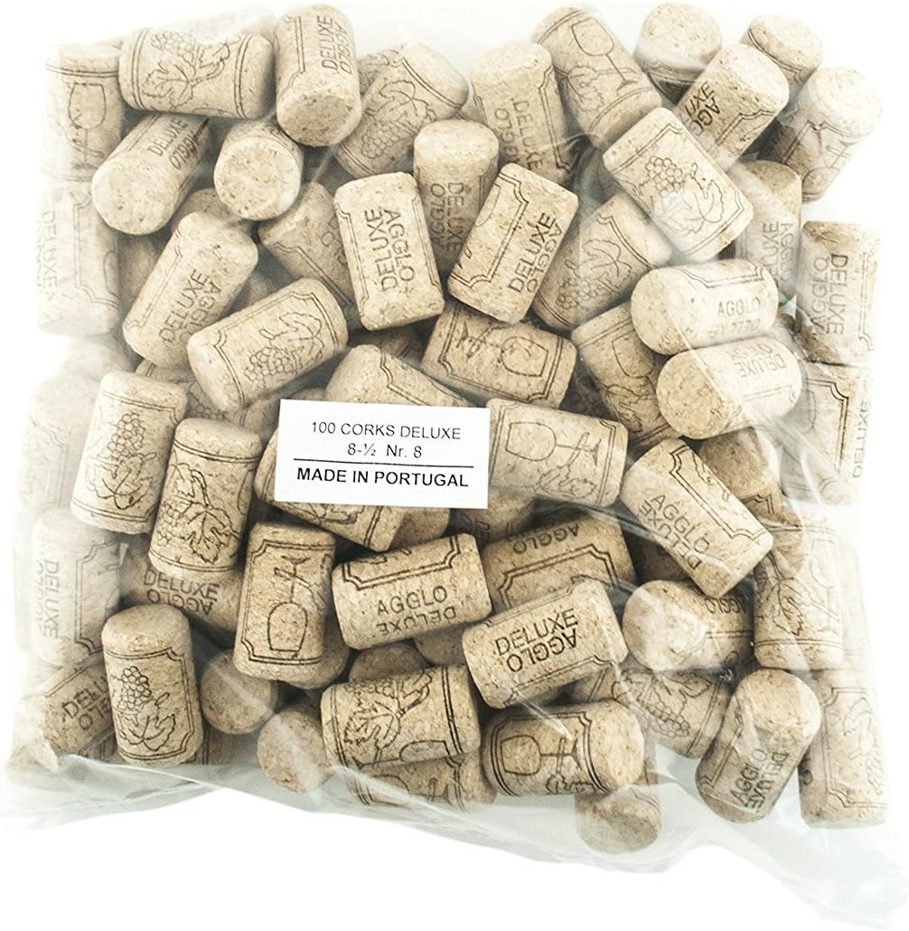 100 Corks in a Bag- Made in Portugal (38 x 22#8 Short, Agglomerated ...