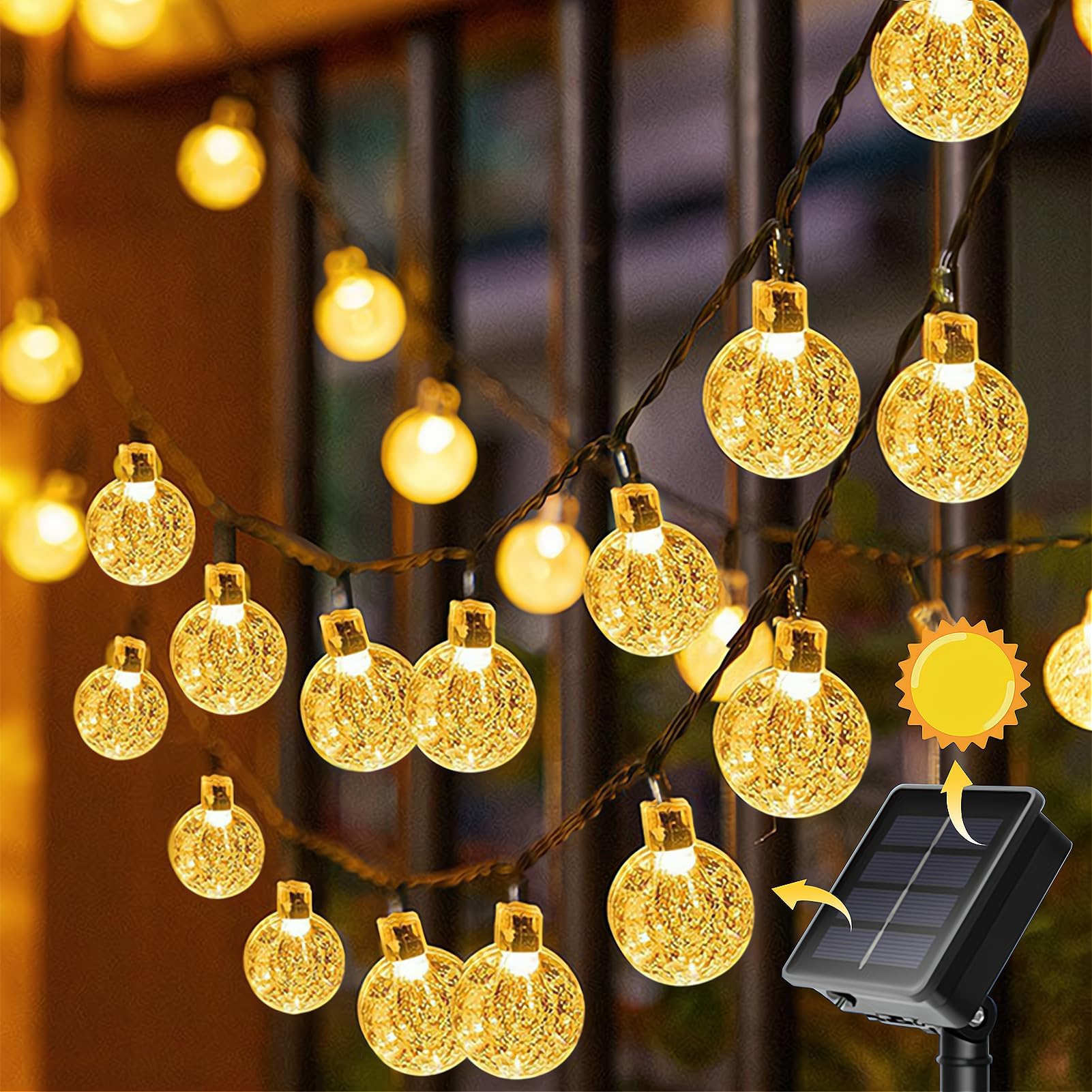 Solar String Lights Indoor Outdoor, 12M/39FT 100 LED Garden Solar Fairy ...