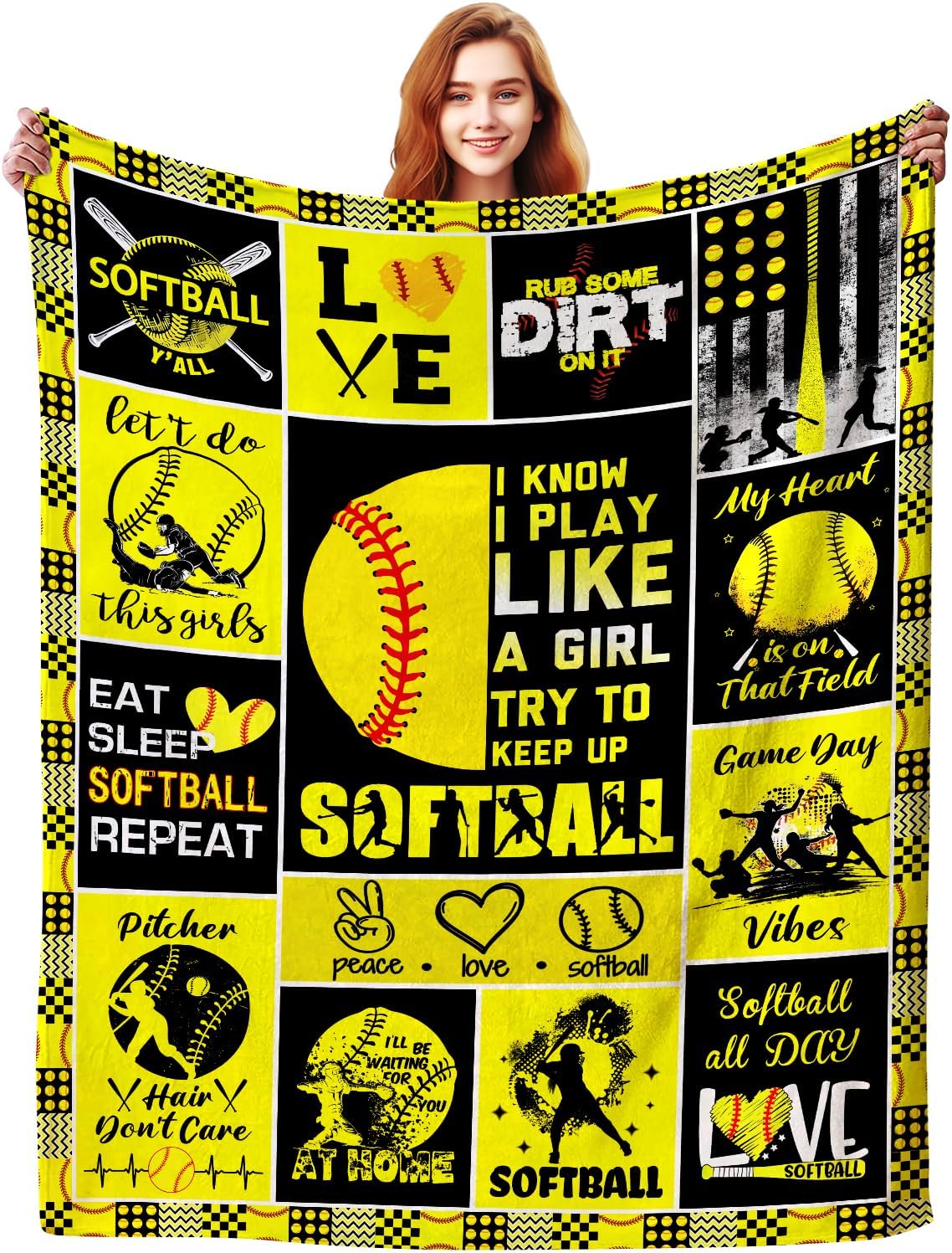 Amazon.com: Carwayii Softball Blanket Live Love Softball Gifts Throw ...