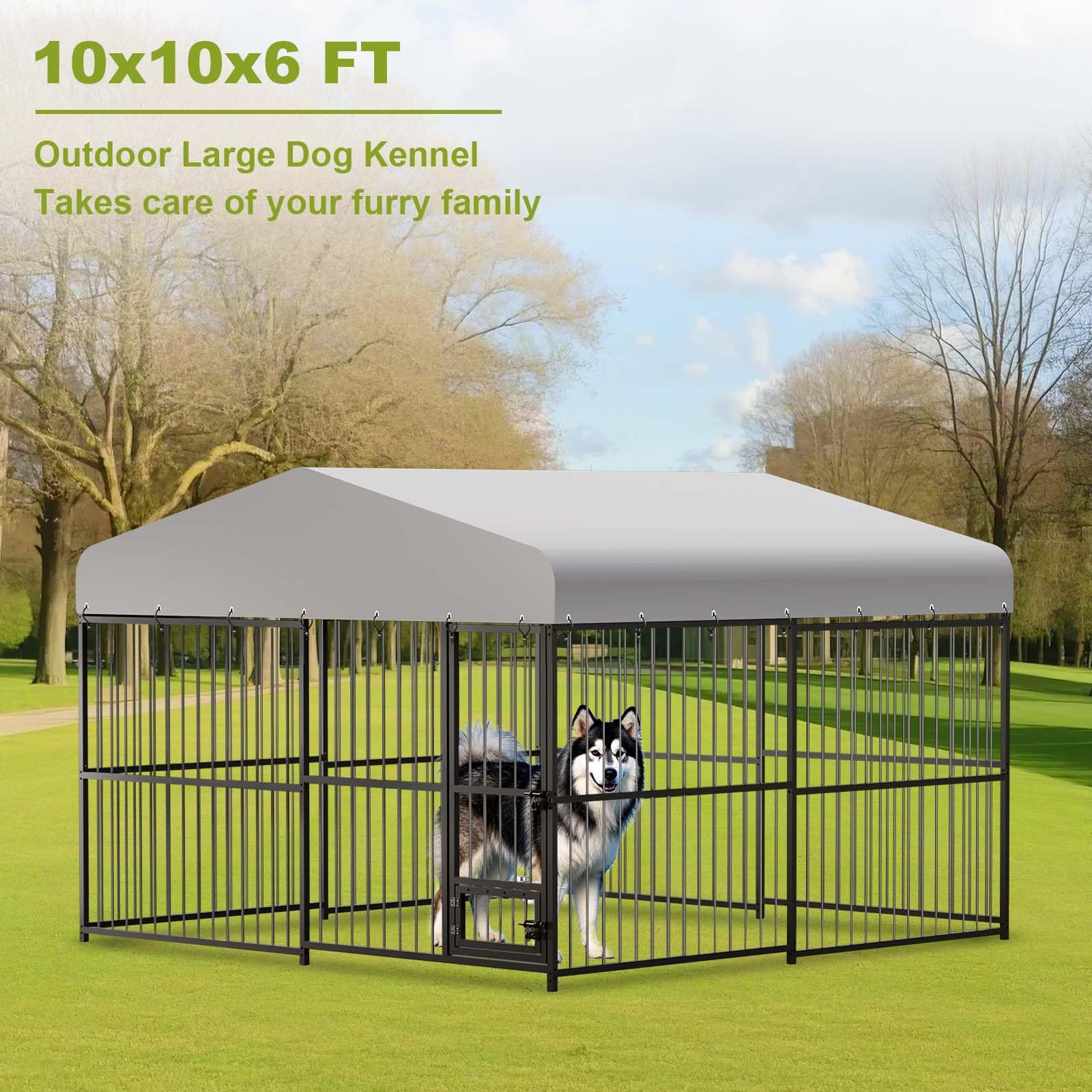 Snapklik.com : Large Outdoor Dog Kennel,10 X 10FT Metal Outdoor Dog ...