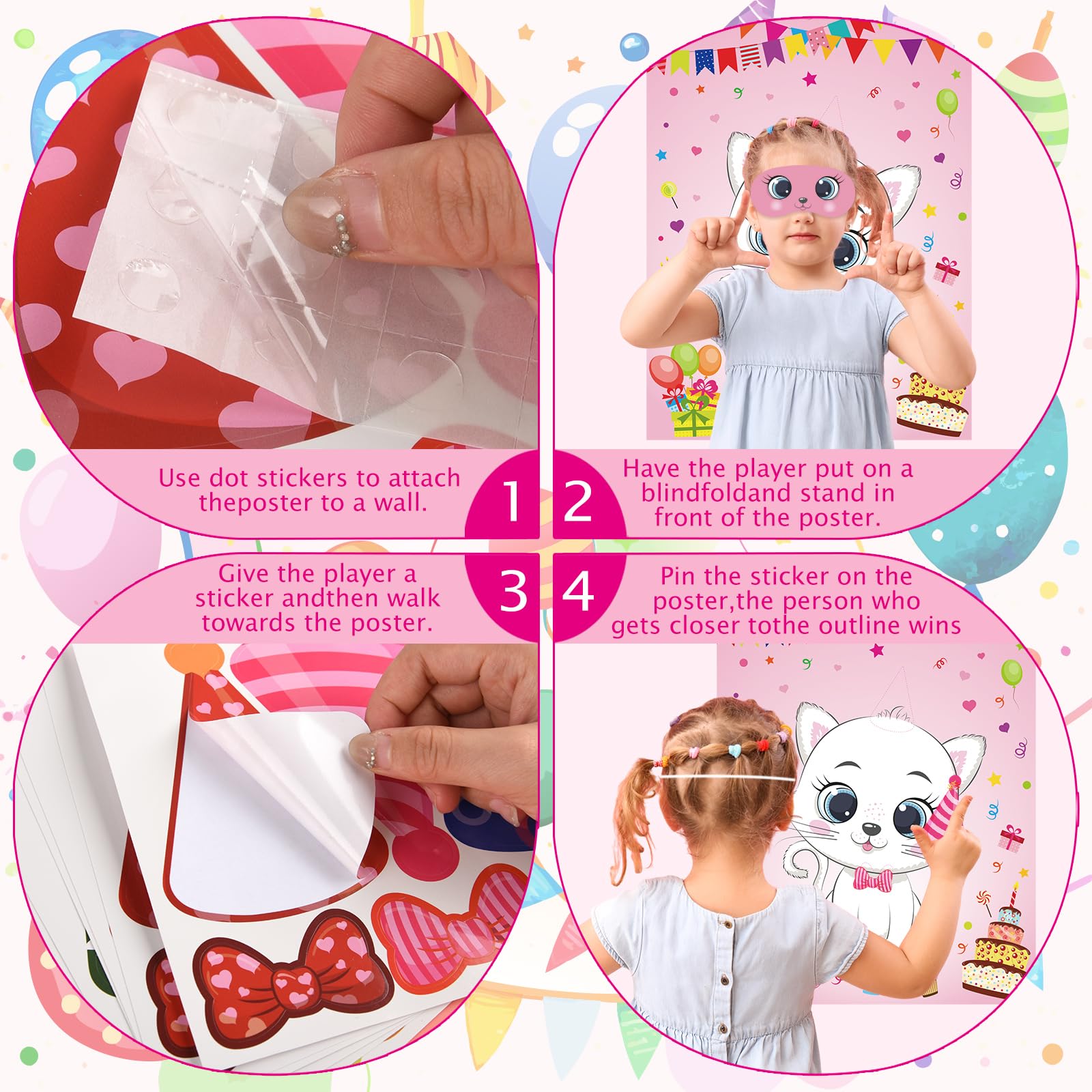 Snapklik.com : Cat Party Game For Kids Pin The Hat Bow Tie On The Cat ...