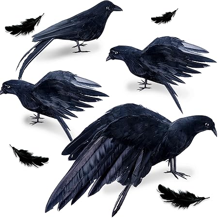 Amazon.com: WEBSUN Halloween Crow Decorations 5 Pack, Realistic ...
