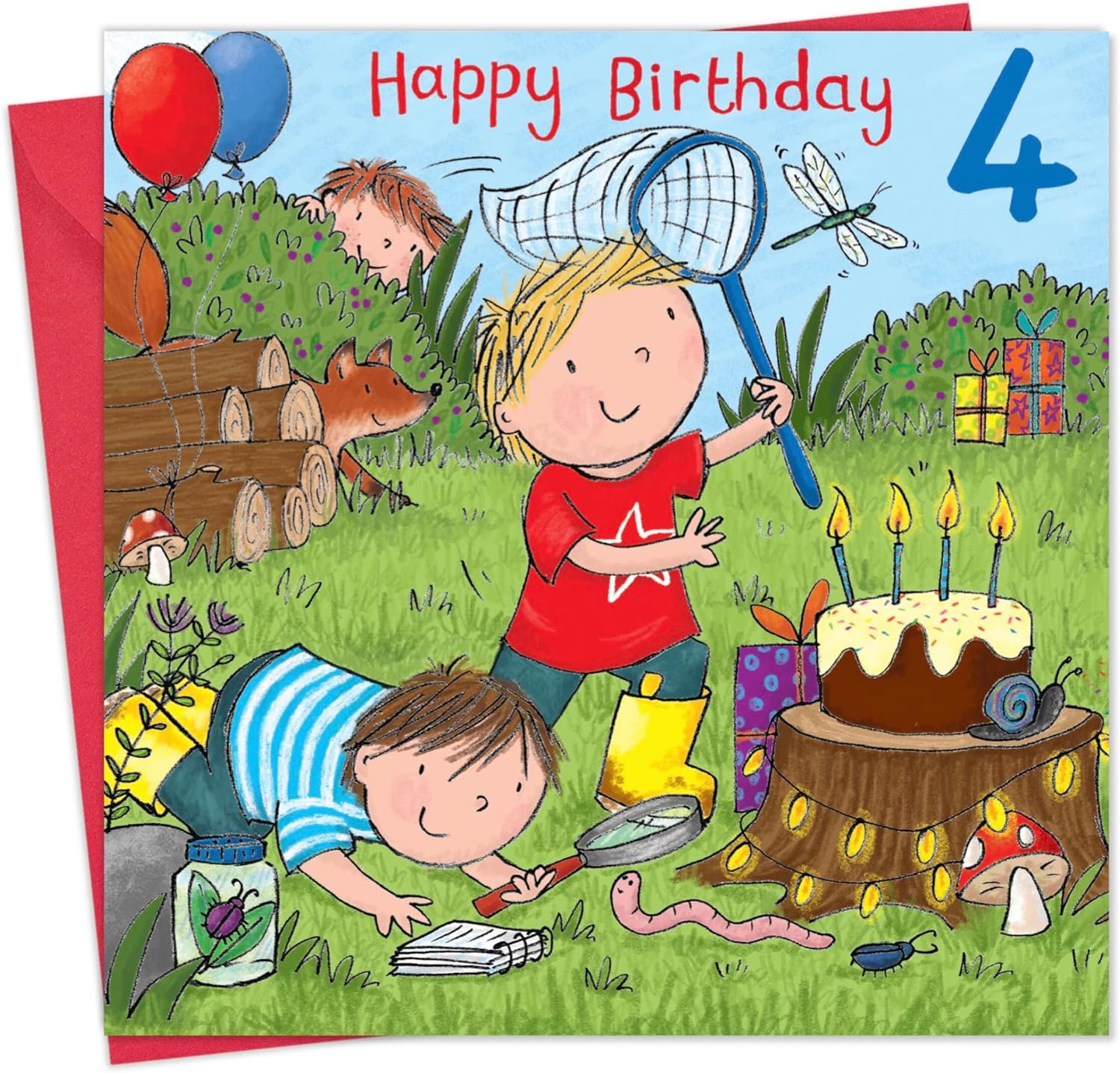 Twizler 4th Birthday Card For Boy with Outdoors Fun – Age 4 Birthday ...