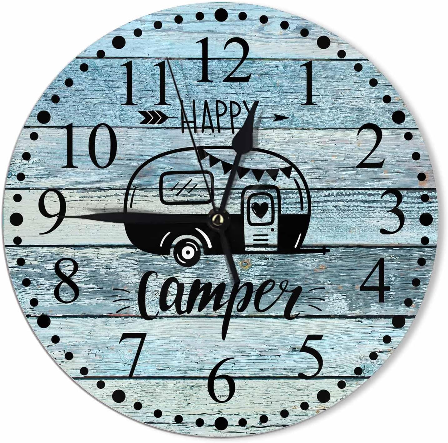Amazon.com: KEEPSUPER Clock Happy Camper Wall Clock 10 Inch Battery ...